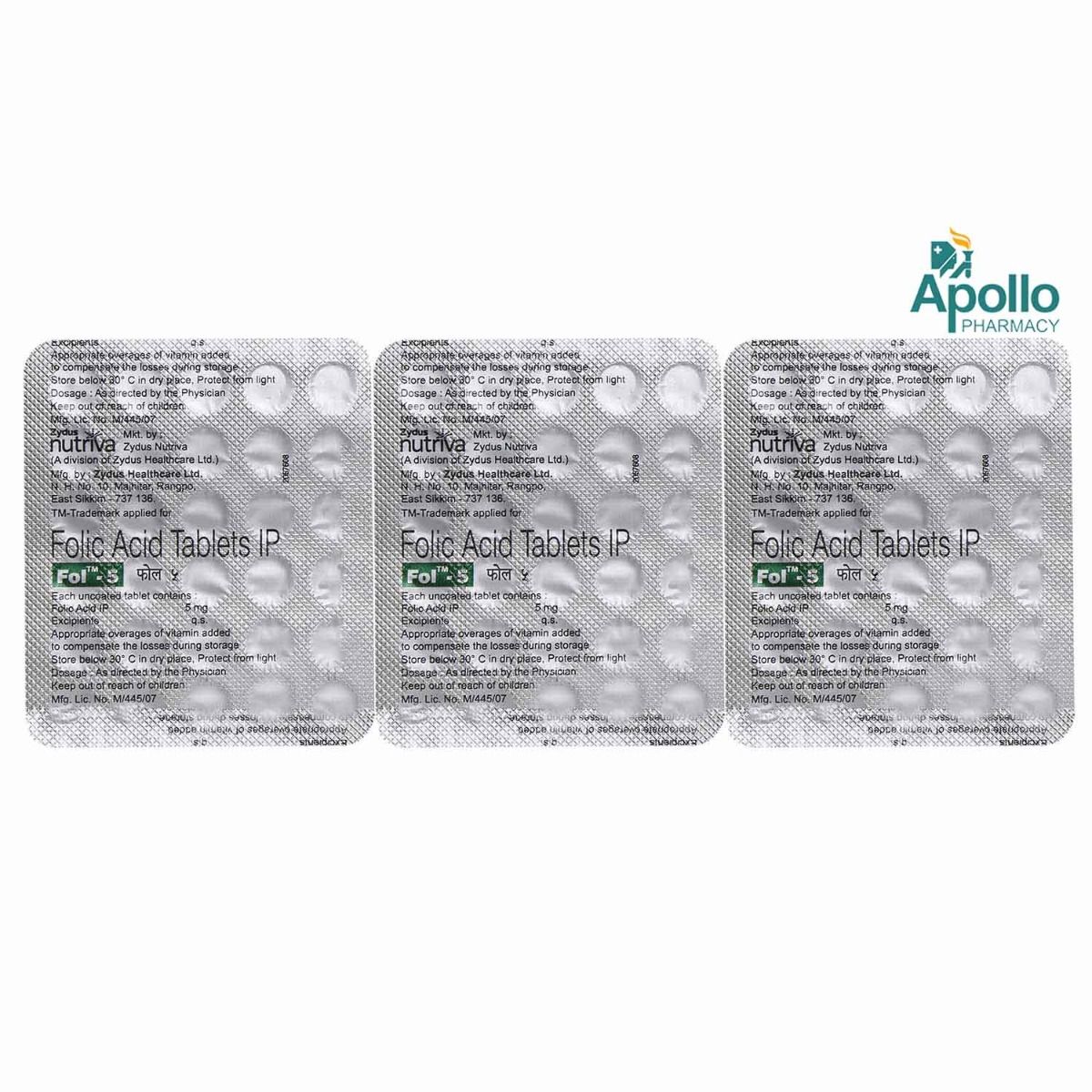 Fol-5 Tablet 30's Price, Uses, Side Effects, Composition - Apollo Pharmacy