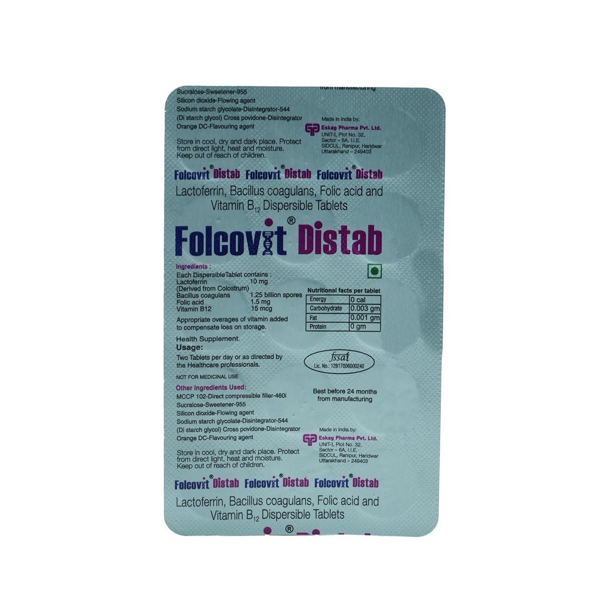Folcovit Distab Tablet 15's Price, Uses, Side Effects, Composition ...