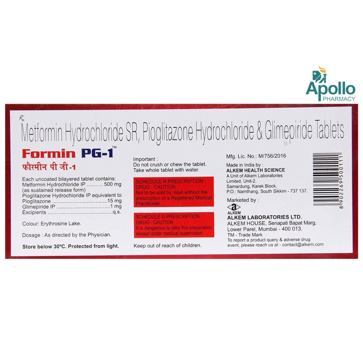 FORMIN PG 1MG TABLET Price, Uses, Side Effects, Composition - Apollo ...