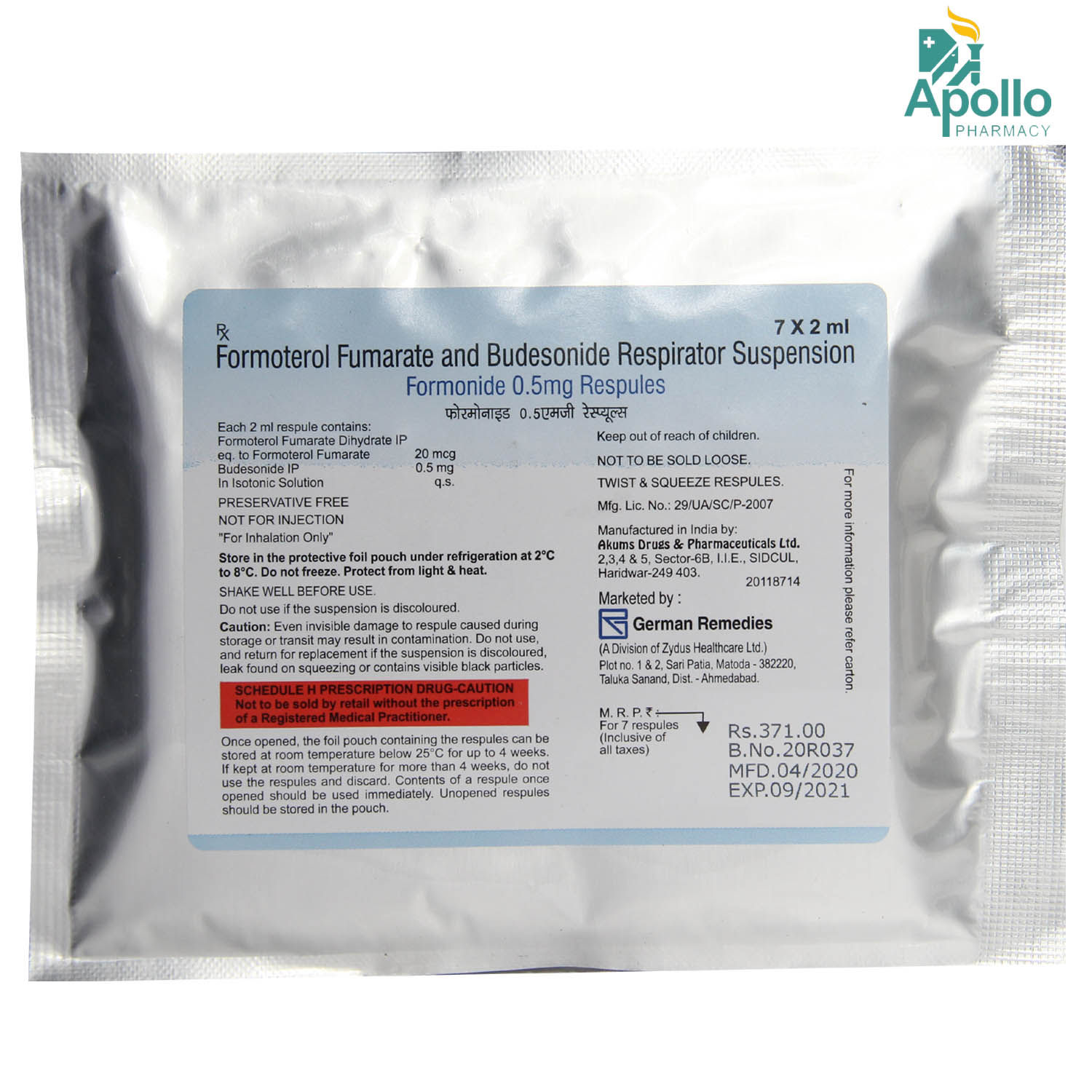 FORMONIDE 0.5MG RESPULES (POUCH) 7X2ML Price, Uses, Side Effects ...