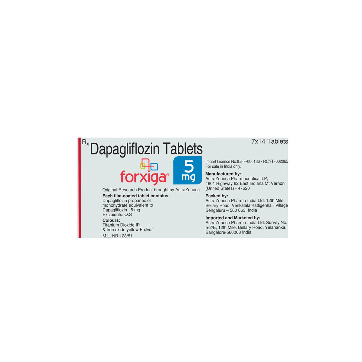 Forxiga 5 mg Tablet 14's Price, Uses, Side Effects, Composition ...
