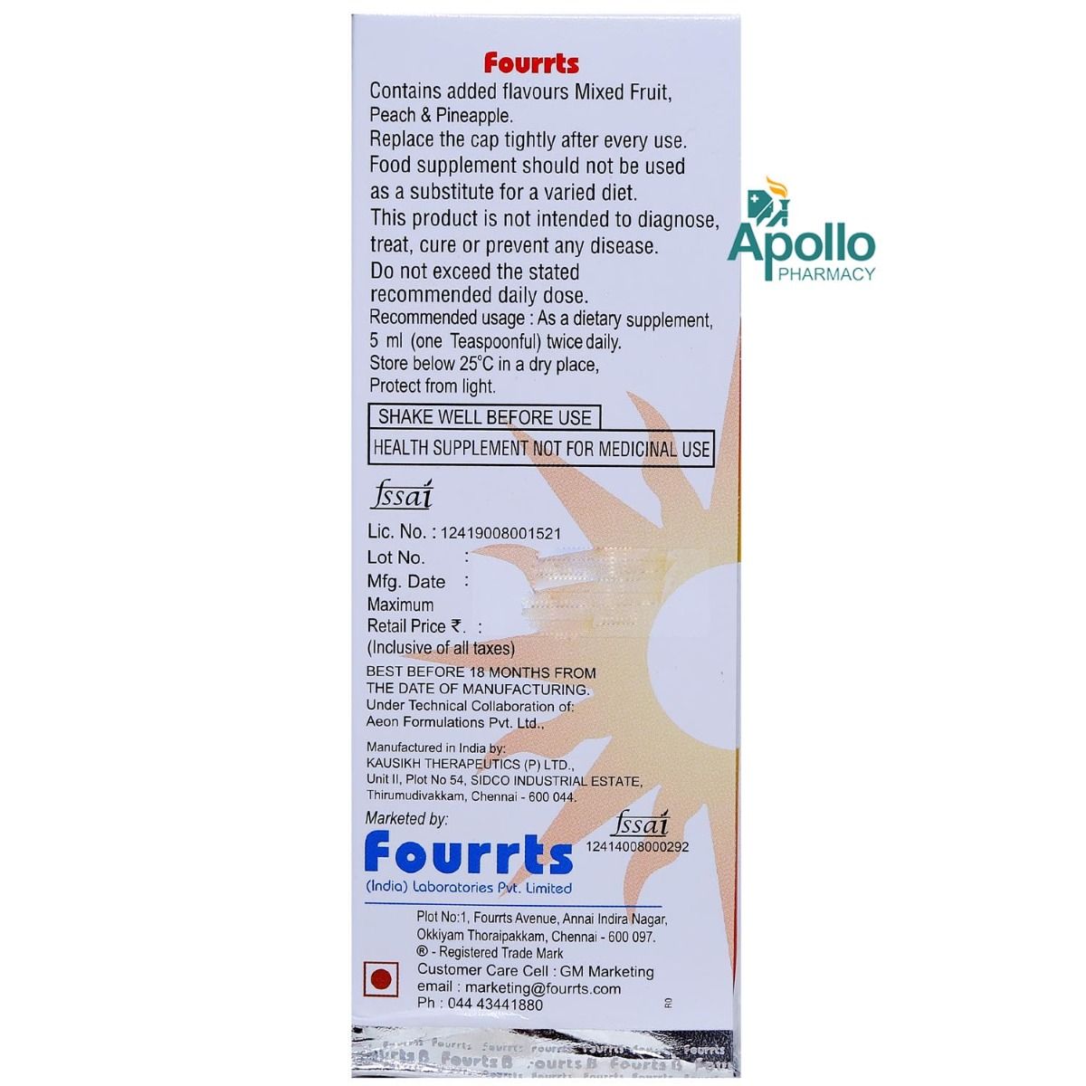 Fourts B Syrup 200 ml Price, Uses, Side Effects, Composition - Apollo ...