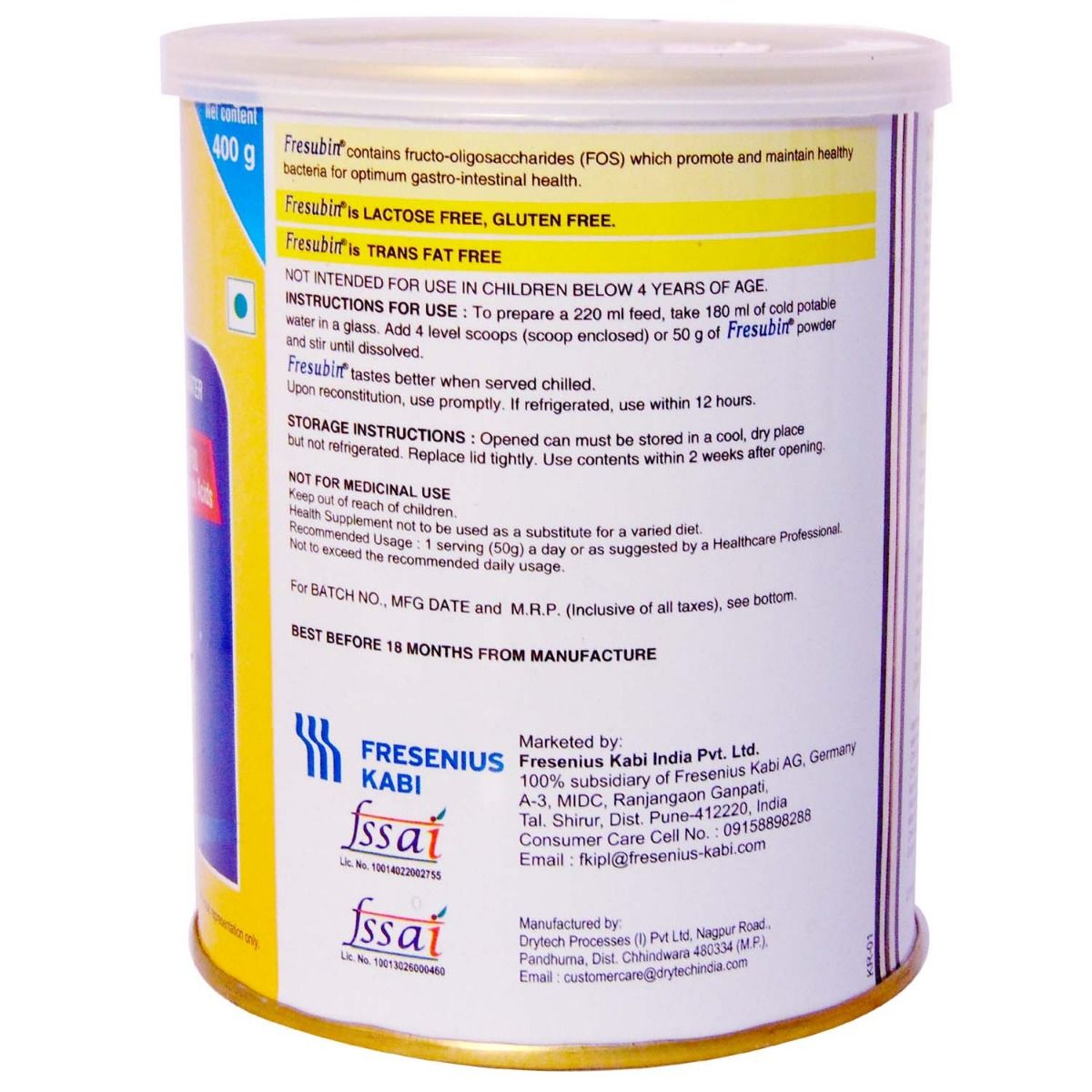 Fresubin Vanilla FlavourNutrition Drink Powder, 400 gm Tin Price, Uses ...