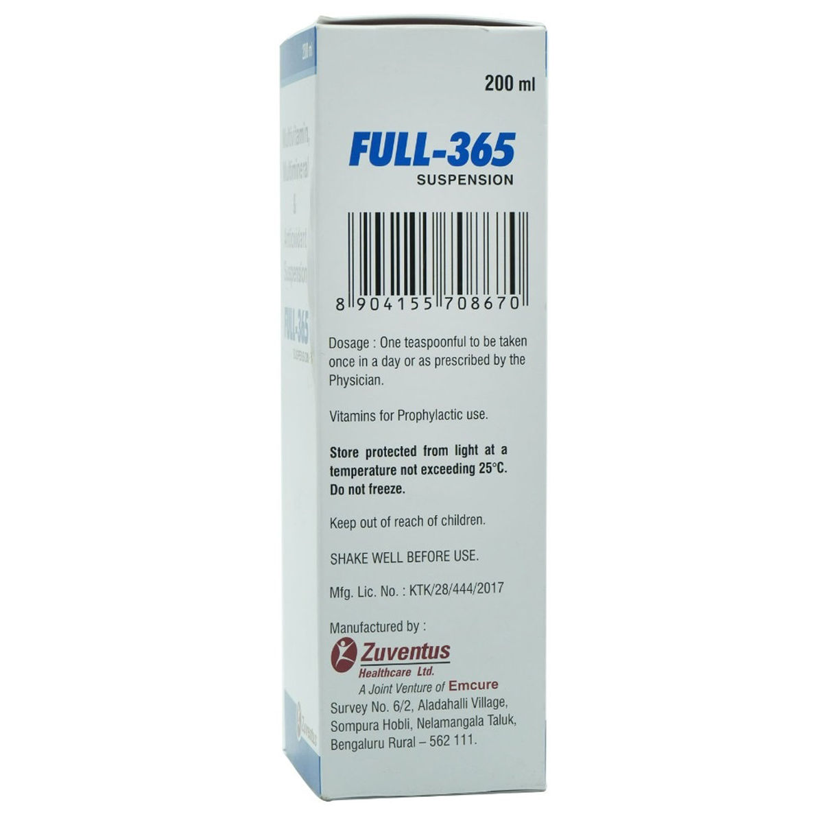 Full 365 Suspension 200 ml Price, Uses, Side Effects, Composition ...