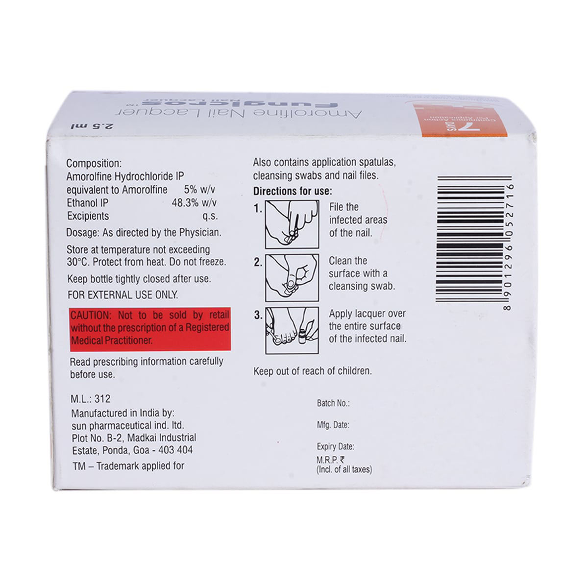 Fungicros Nail Lacquer 2.5 ml Price, Uses, Side Effects, Composition ...