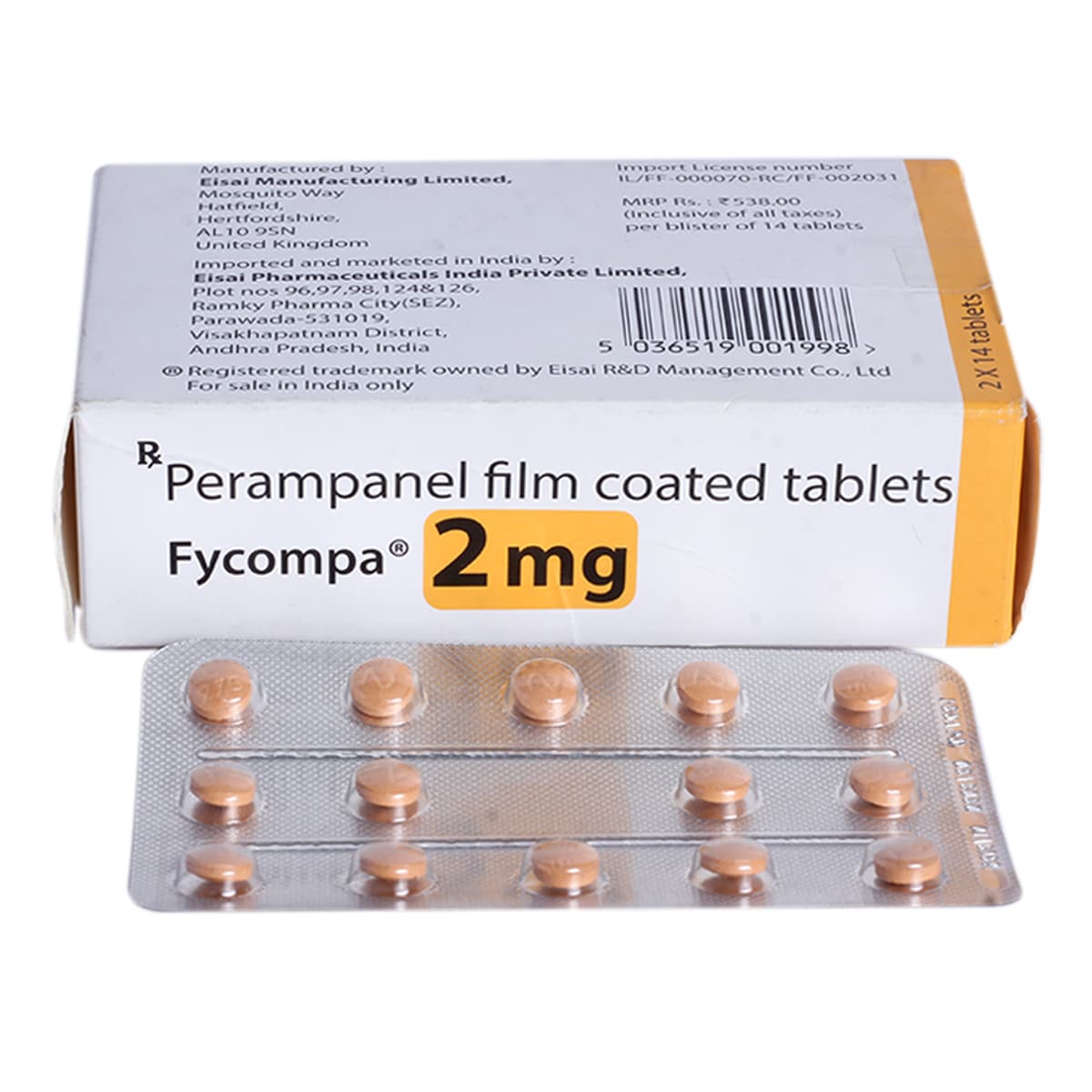 Fycompa 2 mg Tablet 14's Price, Uses, Side Effects, Composition ...
