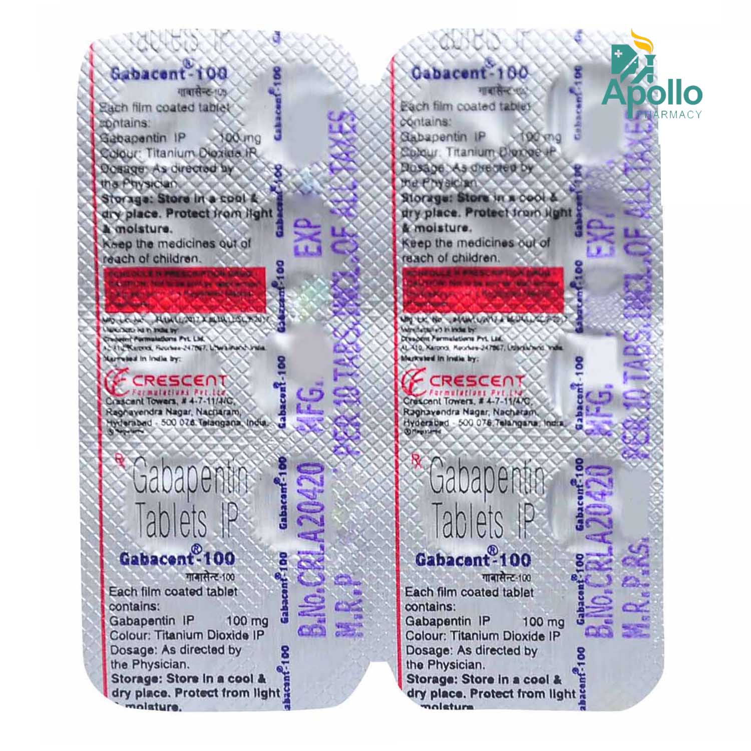GABACENT 100MG TABLET Price, Uses, Side Effects, Composition - Apollo ...
