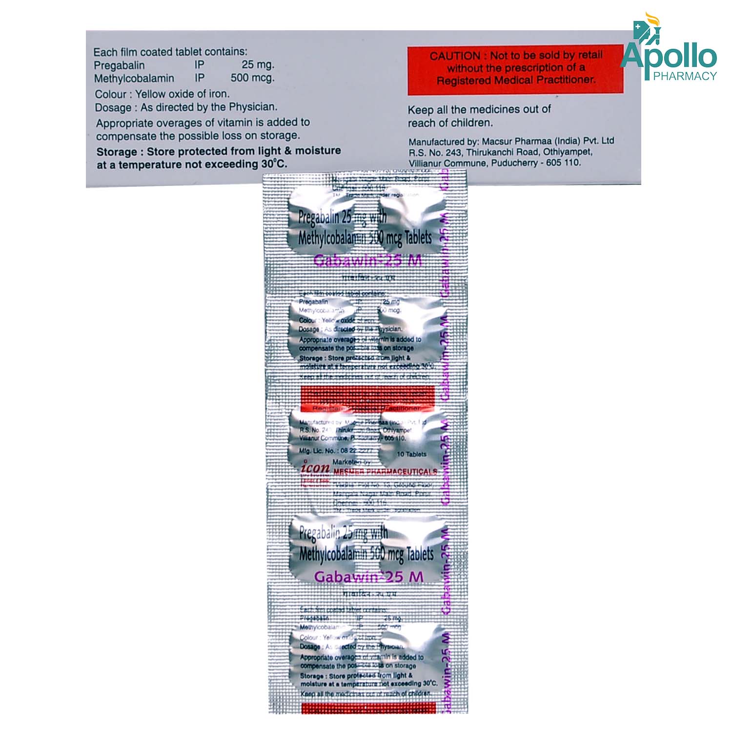 GABAWIN M 25MG TABLET Price, Uses, Side Effects, Composition - Apollo ...