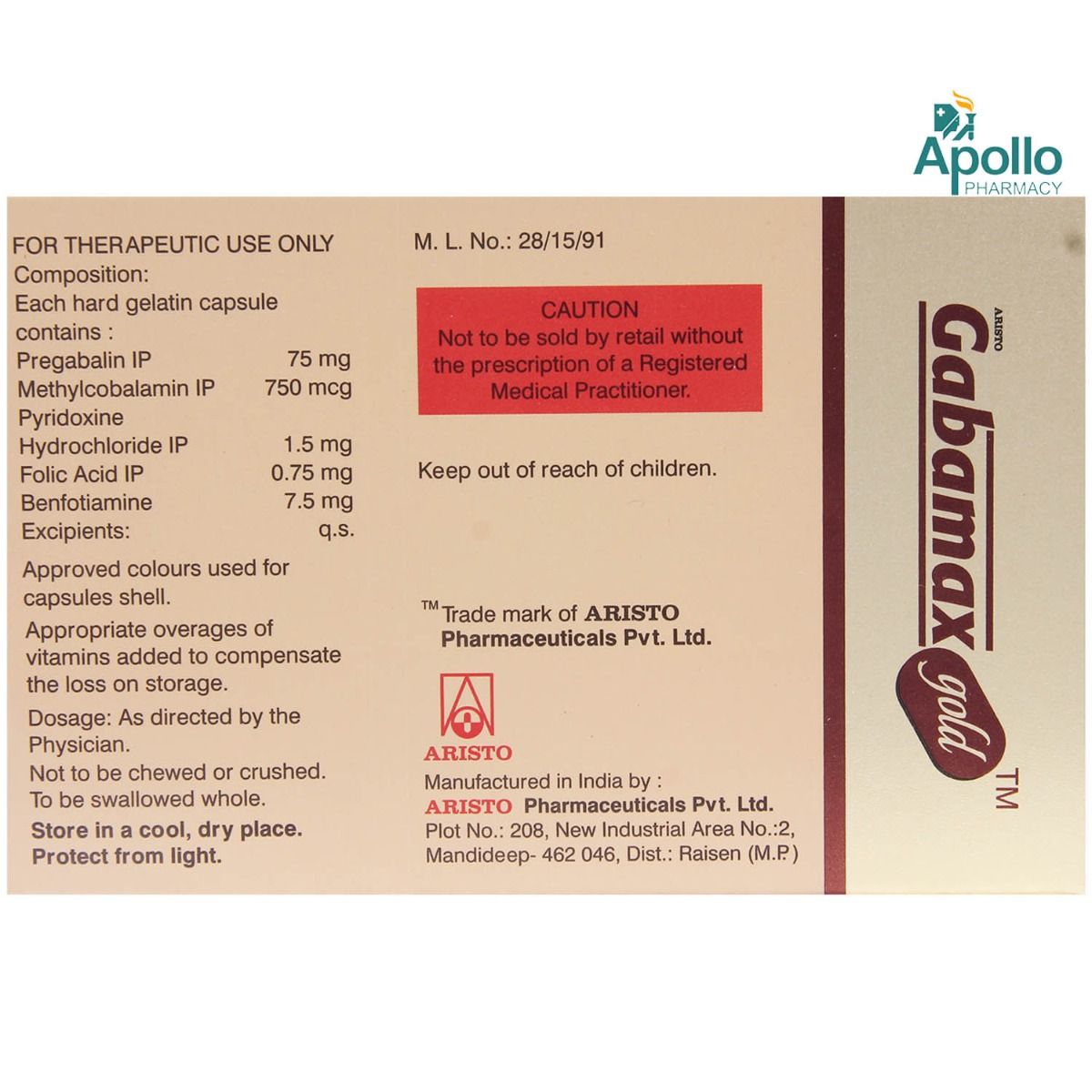 Gabamax Gold Capsule 10's Price, Uses, Side Effects, Composition ...