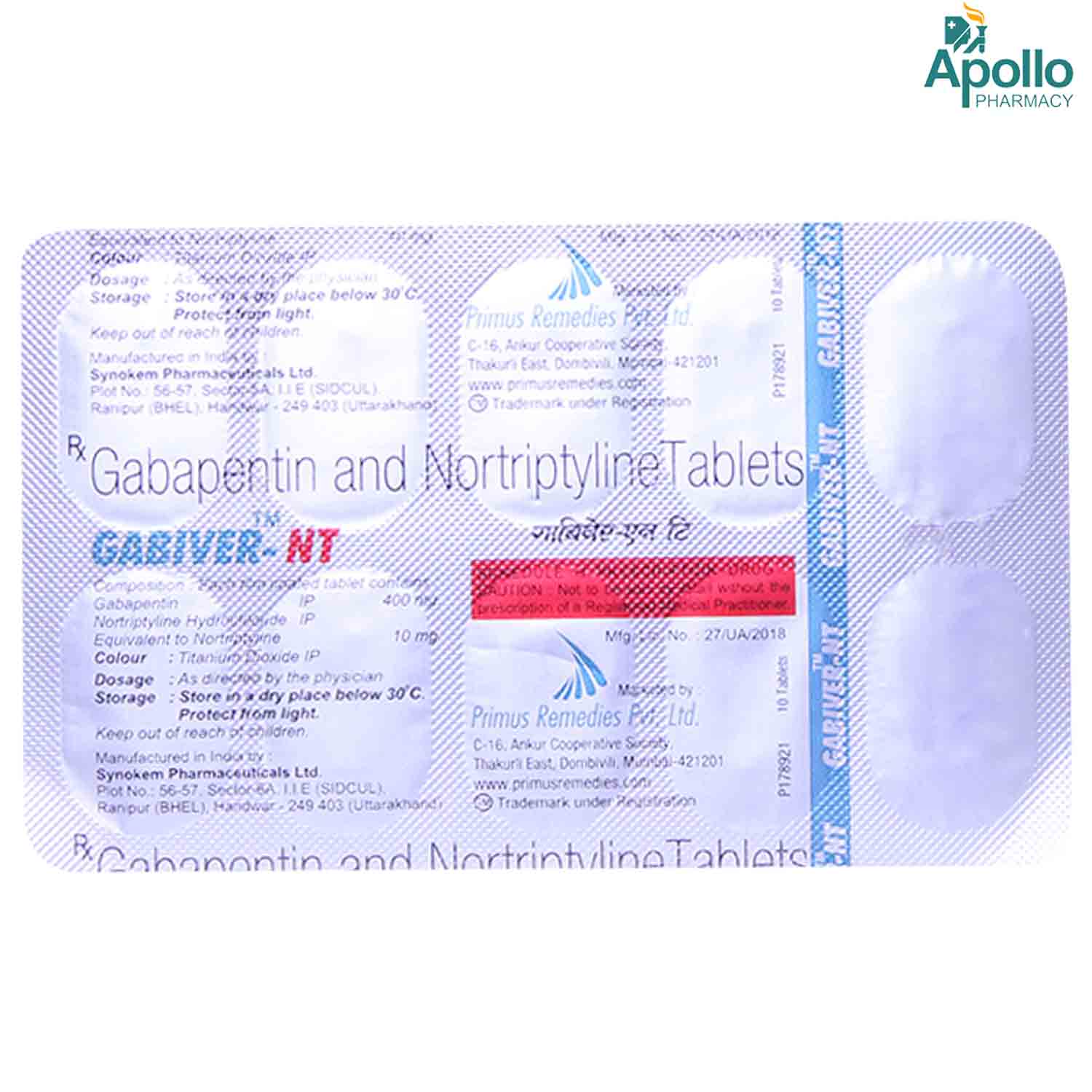 Gabiver-NT Tablet 10's Price, Uses, Side Effects, Composition - Apollo ...