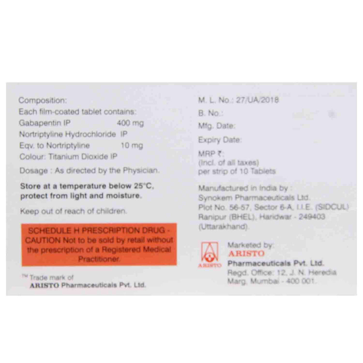 Gabaneuron NT 400 Tablet 10's Price, Uses, Side Effects, Composition ...