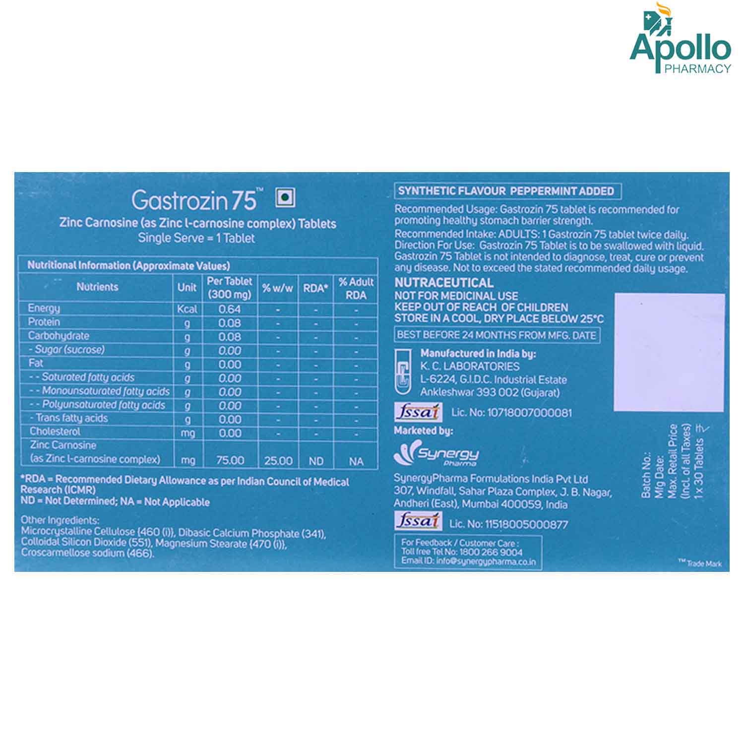 Gastrozin 75 Tablet 30's Price, Uses, Side Effects, Composition ...
