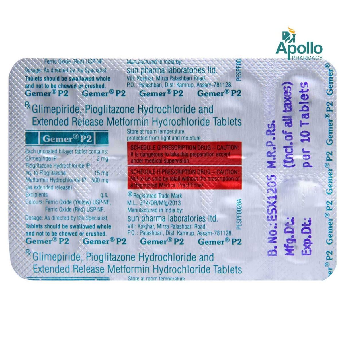 Gemer P2 Tablet 10's Price, Uses, Side Effects, Composition - Apollo ...