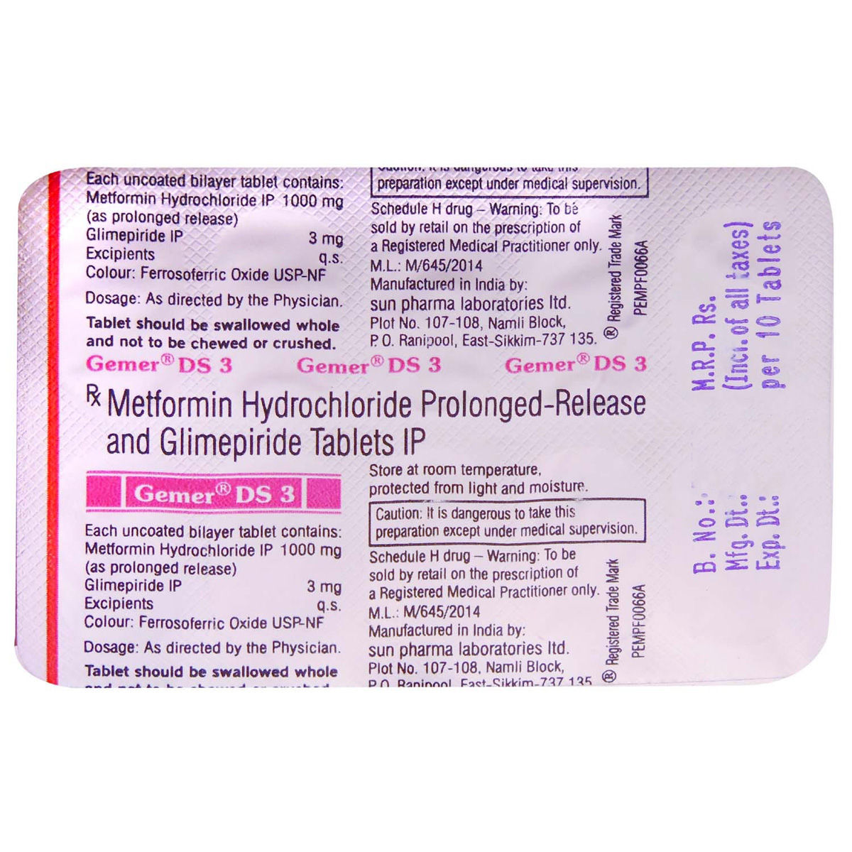 Gemer DS 3 Tablet 10's Price, Uses, Side Effects, Composition - Apollo ...