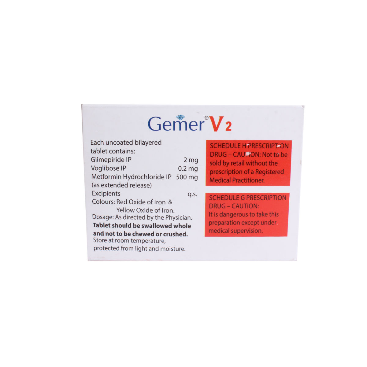 Gemer V 2 Tablet 10's Price, Uses, Side Effects, Composition - Apollo Pharmacy