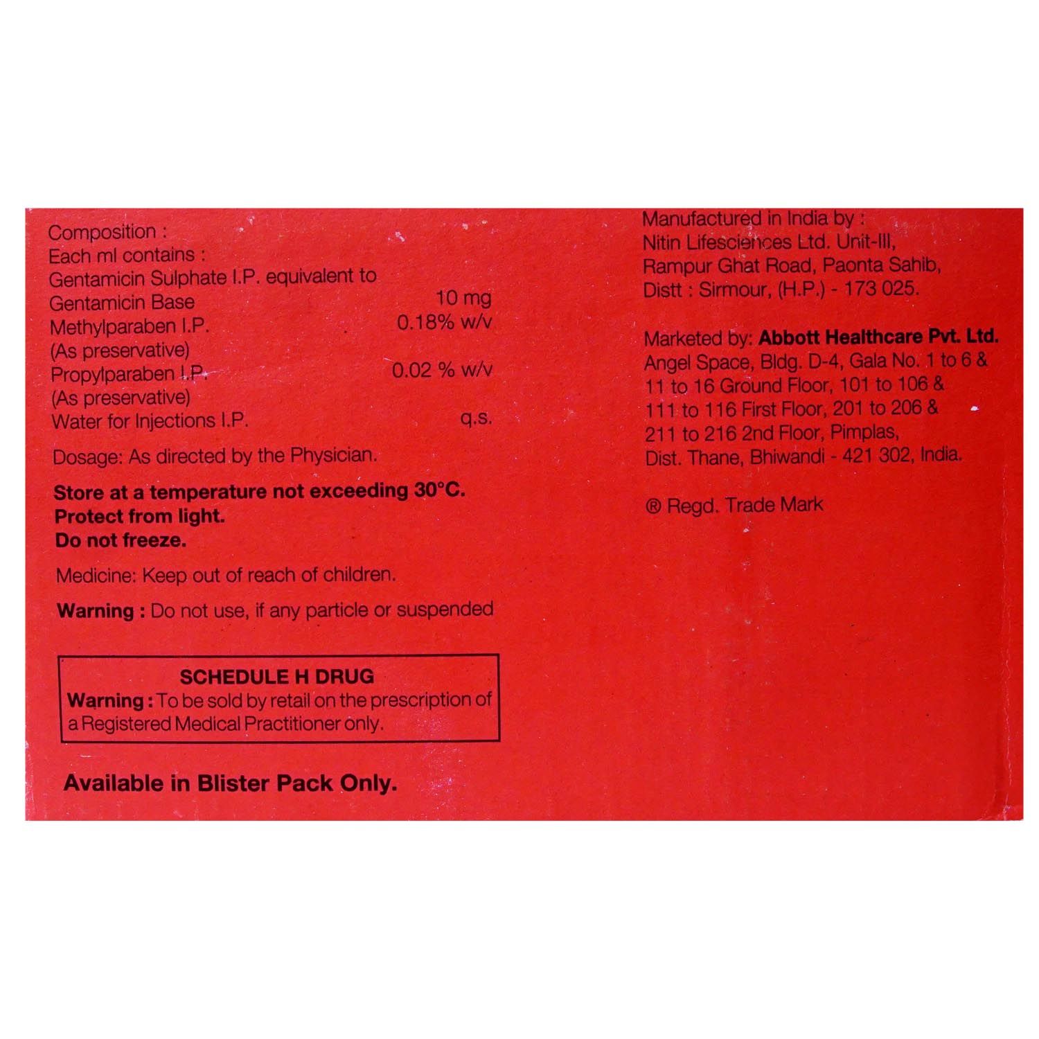 GENTICYN INJECTION 20MG 2ML Price, Uses, Side Effects, Composition ...