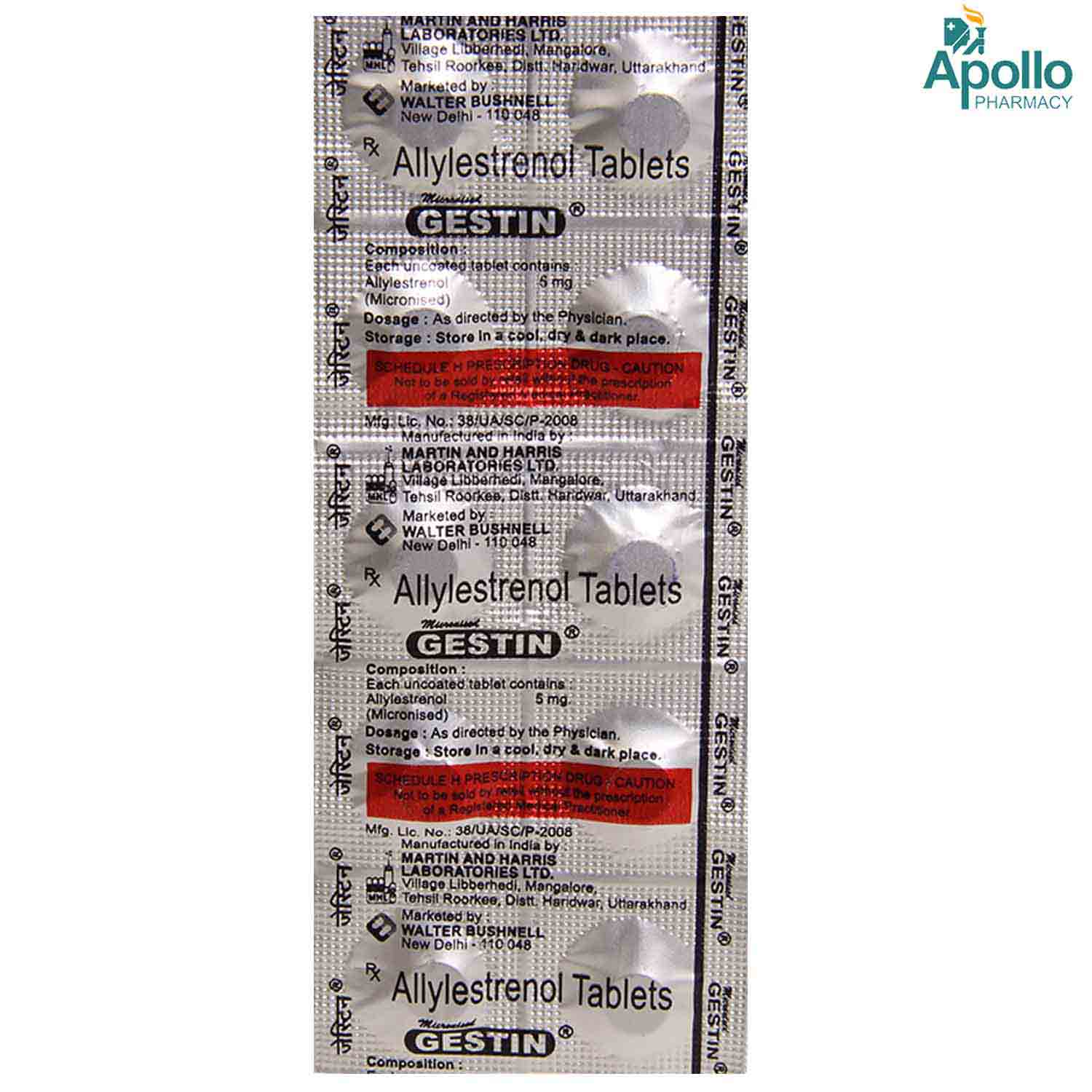 Gestin Tablet 10's Price, Uses, Side Effects, Composition - Apollo Pharmacy