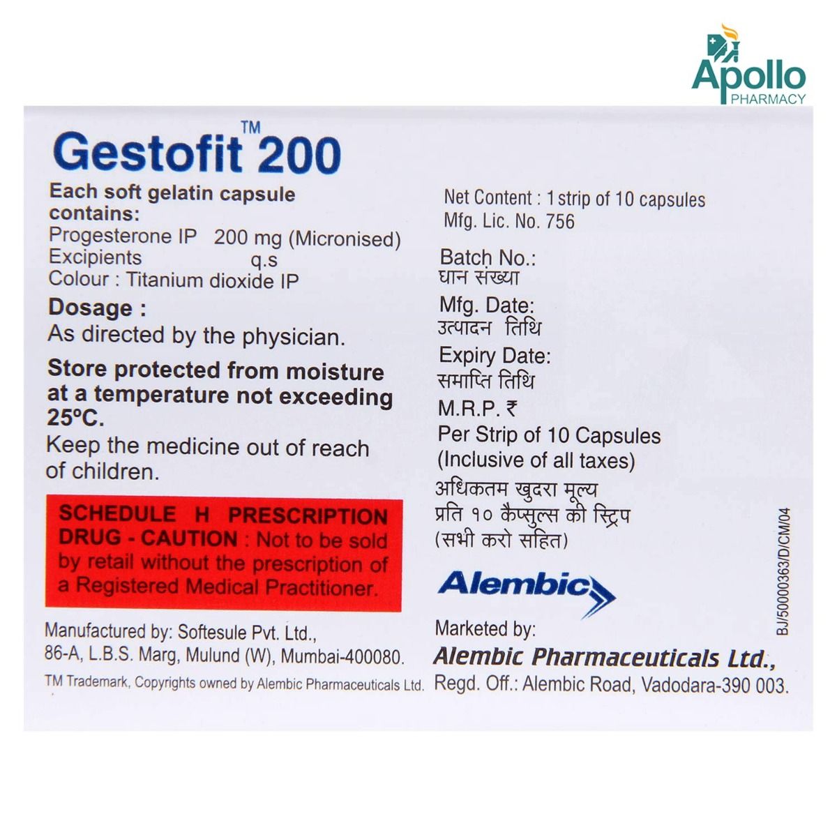 Gestofit 200 Capsule 10's Price, Uses, Side Effects, Composition ...