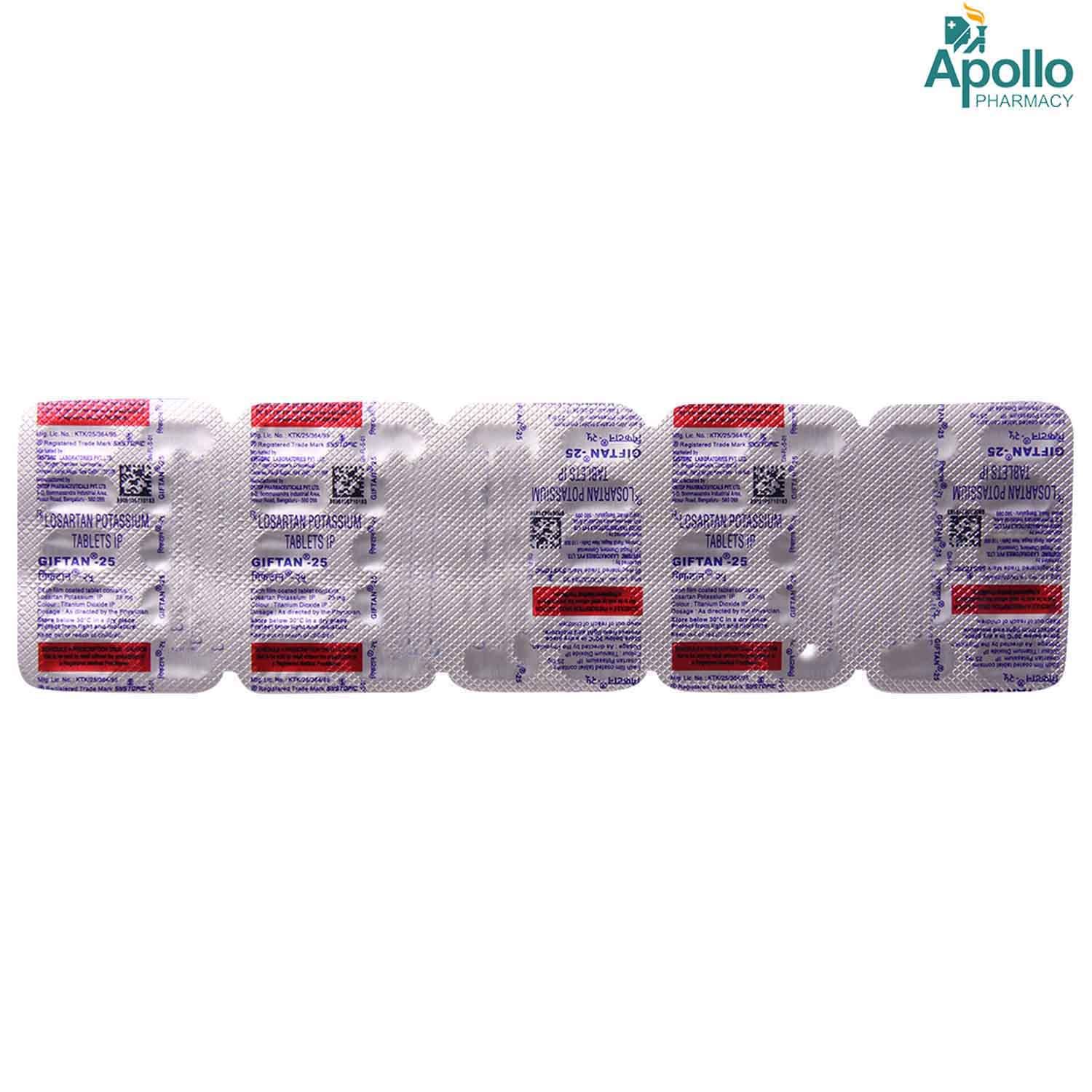 GIFTAN 25MG TABLET Price, Uses, Side Effects, Composition - Apollo Pharmacy