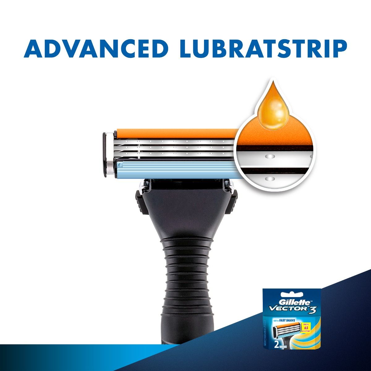 Gillette Vector 3 Manual Shaving Razor Cartridges 2's Price, Uses, Side ...