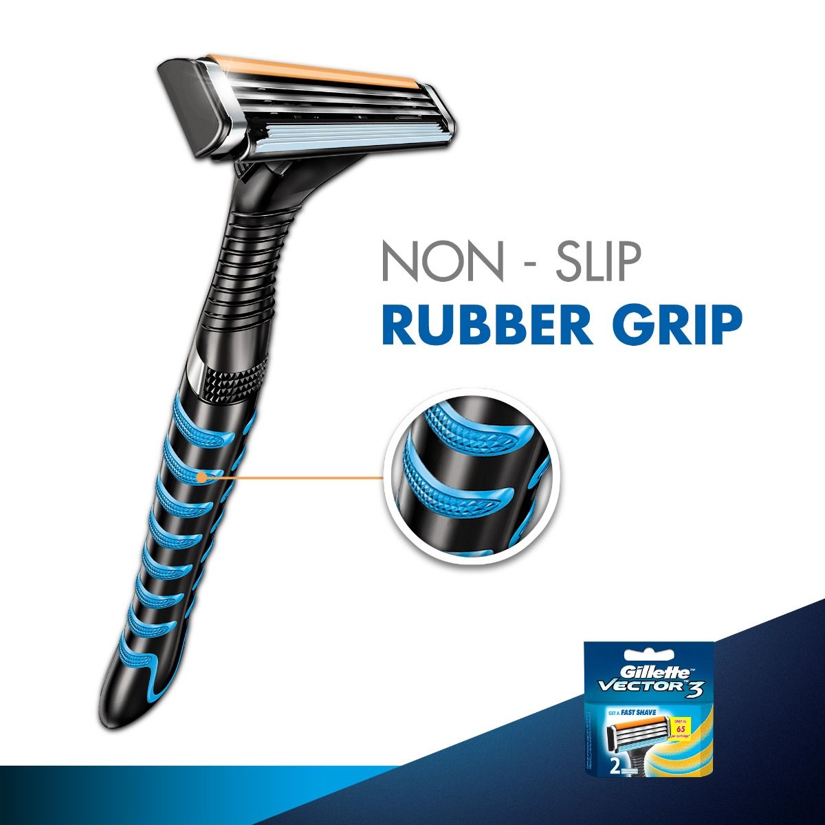 Gillette Vector 3 Manual Shaving Razor Cartridges 2's Price, Uses, Side ...