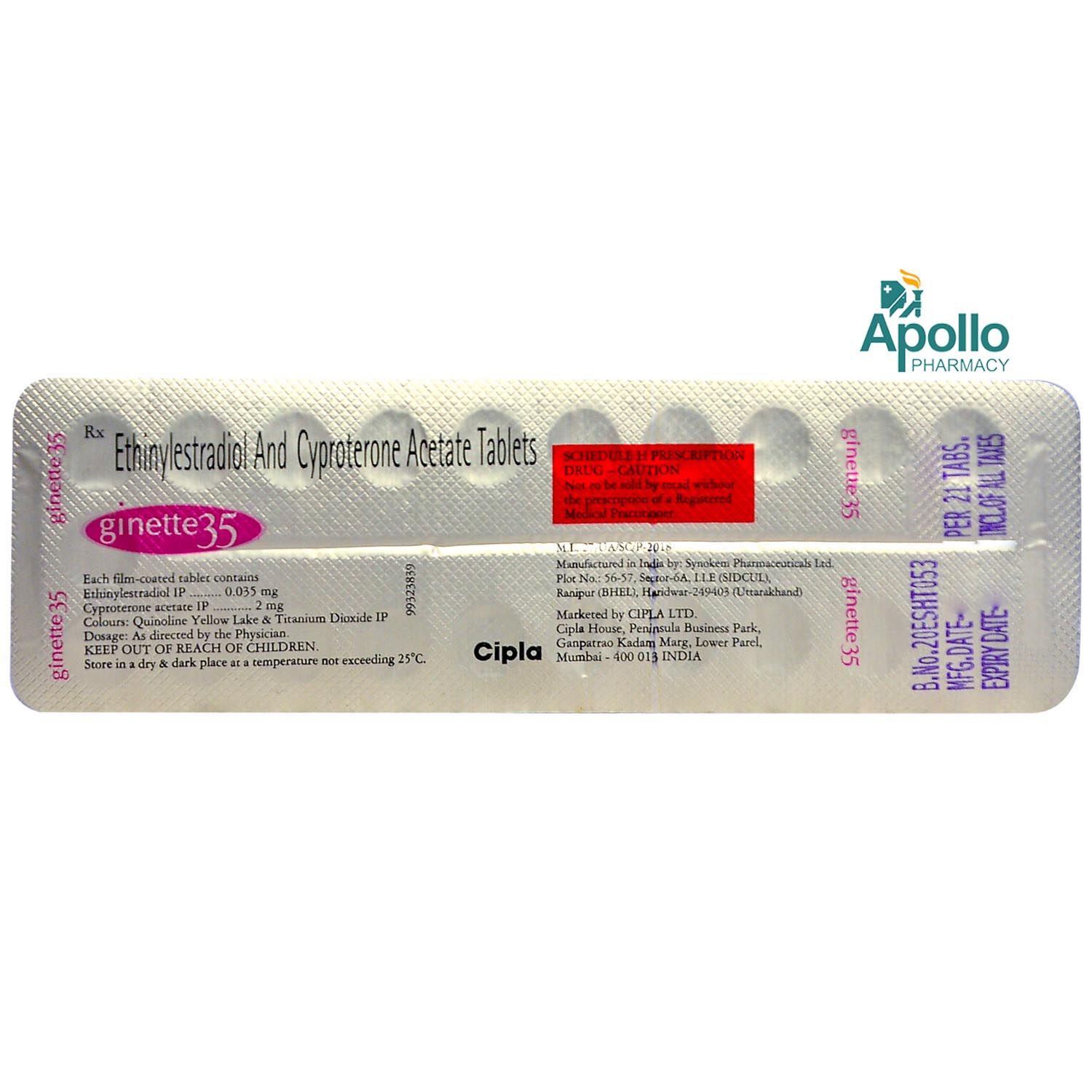 Ginette 35 Tablet 21's Price, Uses, Side Effects, Composition - Apollo ...