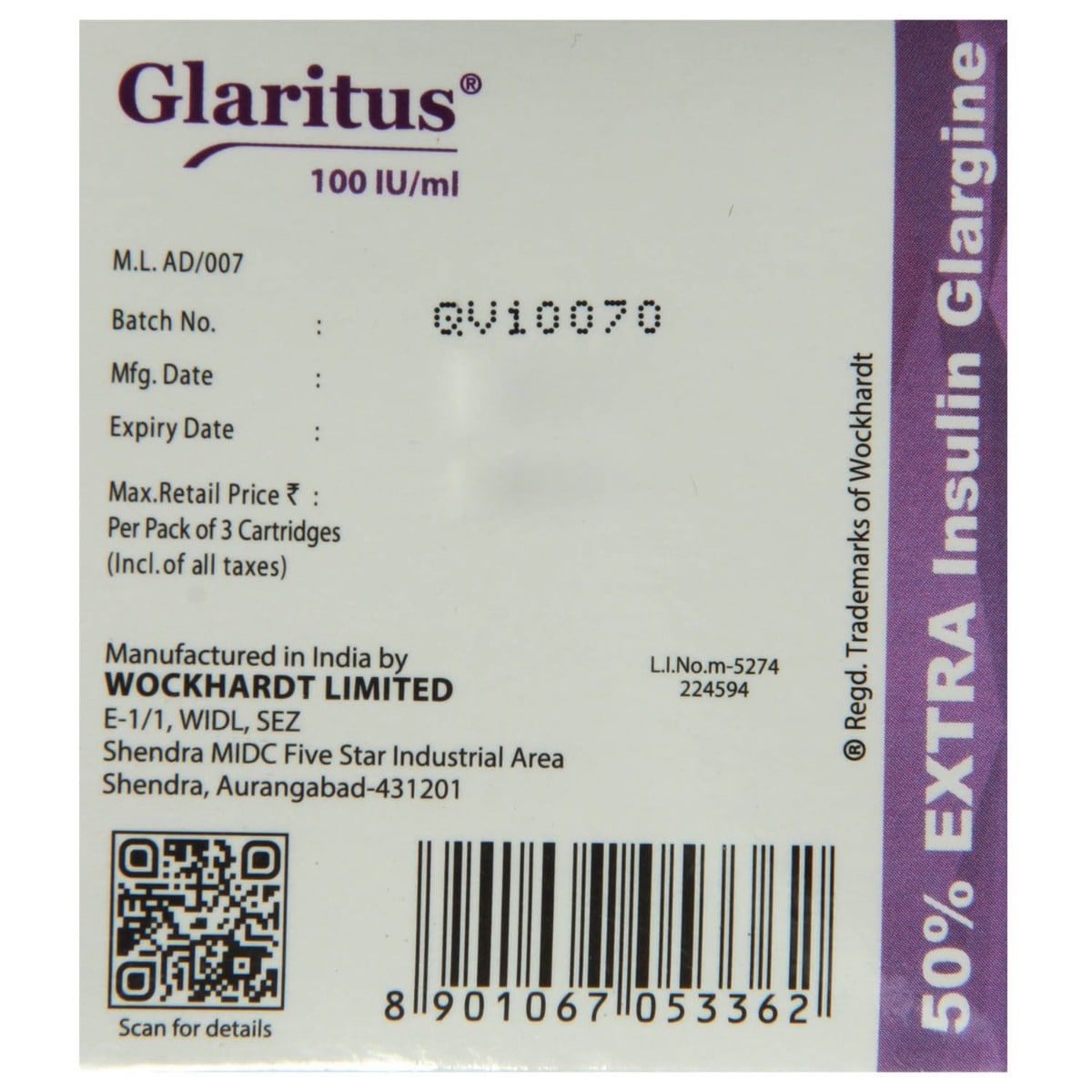 Glaritus 100Iu/ml Injection 3 x 3 ml Price, Uses, Side Effects ...