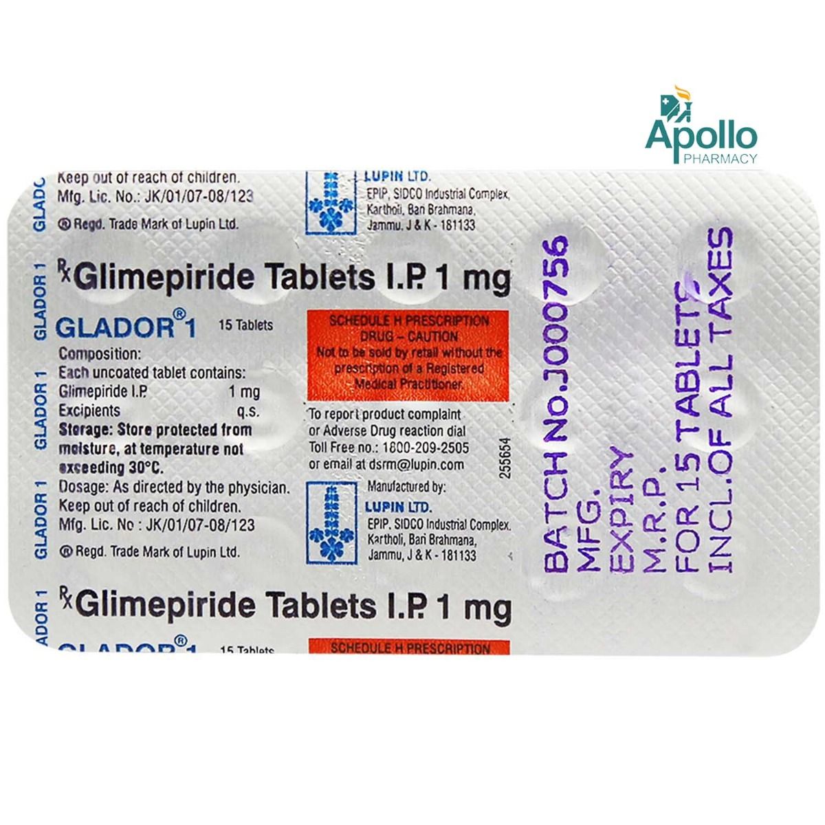 Glador 1 Tablet 15's Price, Uses, Side Effects, Composition - Apollo ...