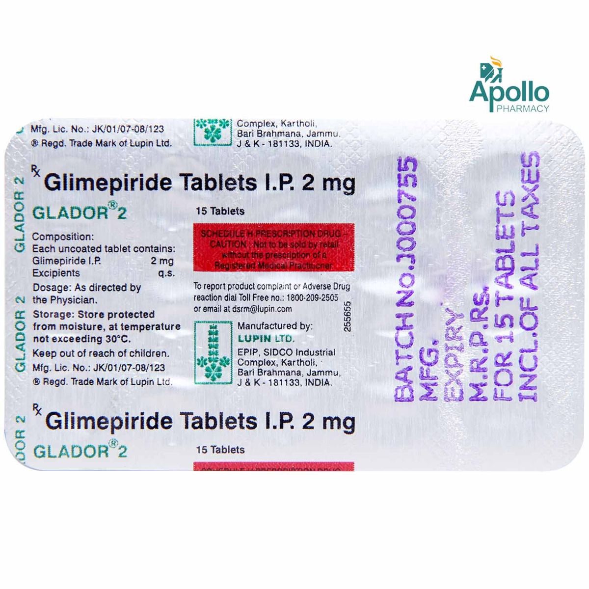 Glador 2 Tablet 15's Price, Uses, Side Effects, Composition - Apollo ...
