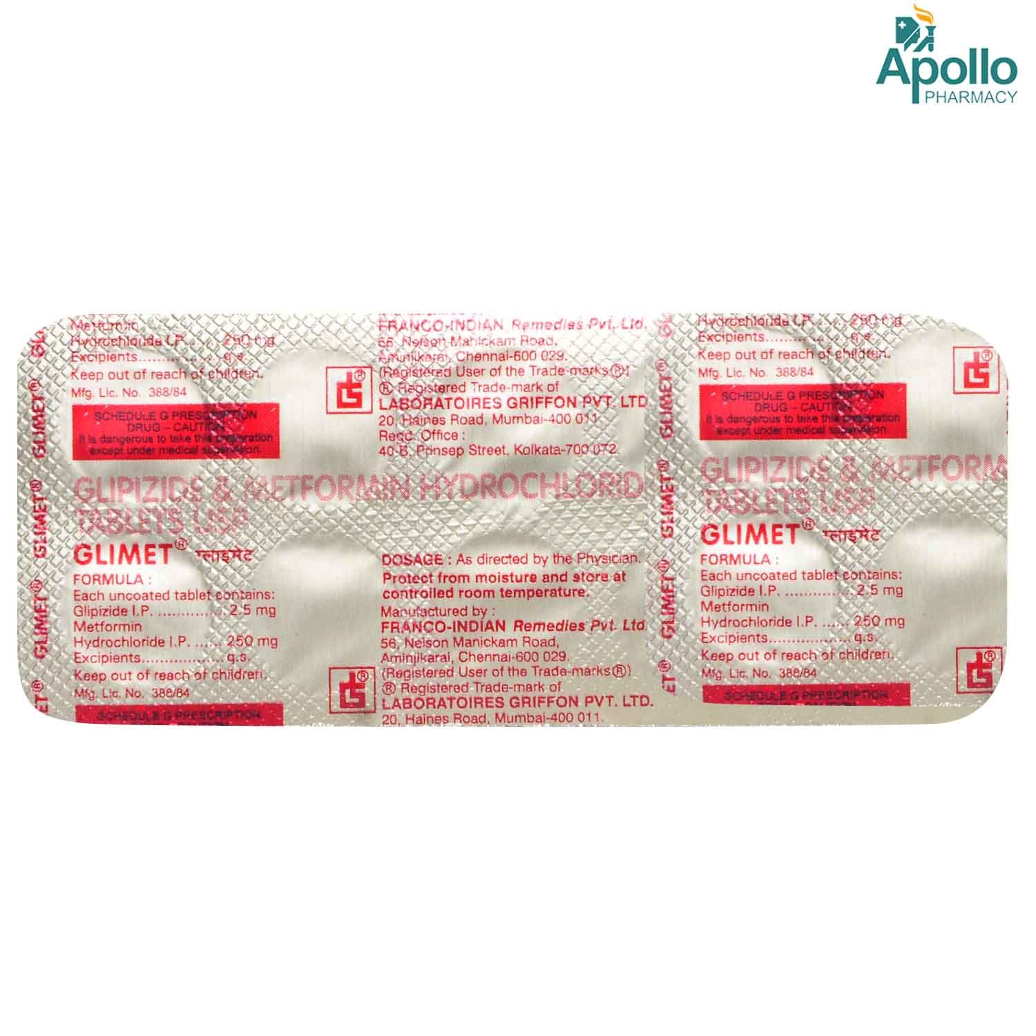 GLIMET TABLET Price, Uses, Side Effects, Composition - Apollo Pharmacy