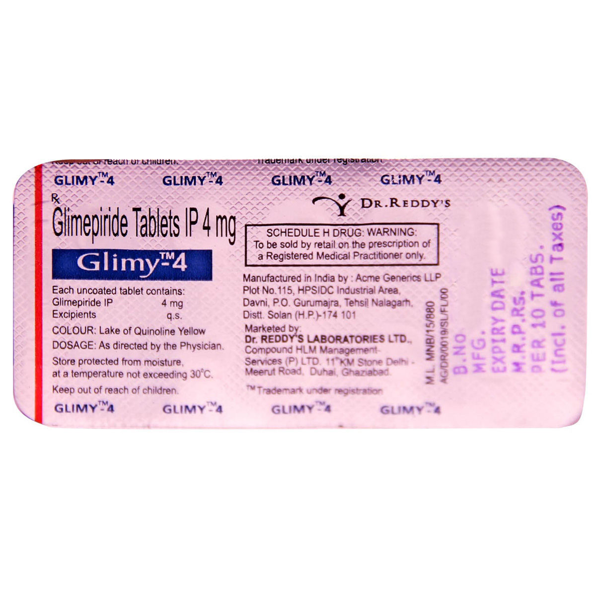 Glimy-4 Tablet 10's Price, Uses, Side Effects, Composition - Apollo ...