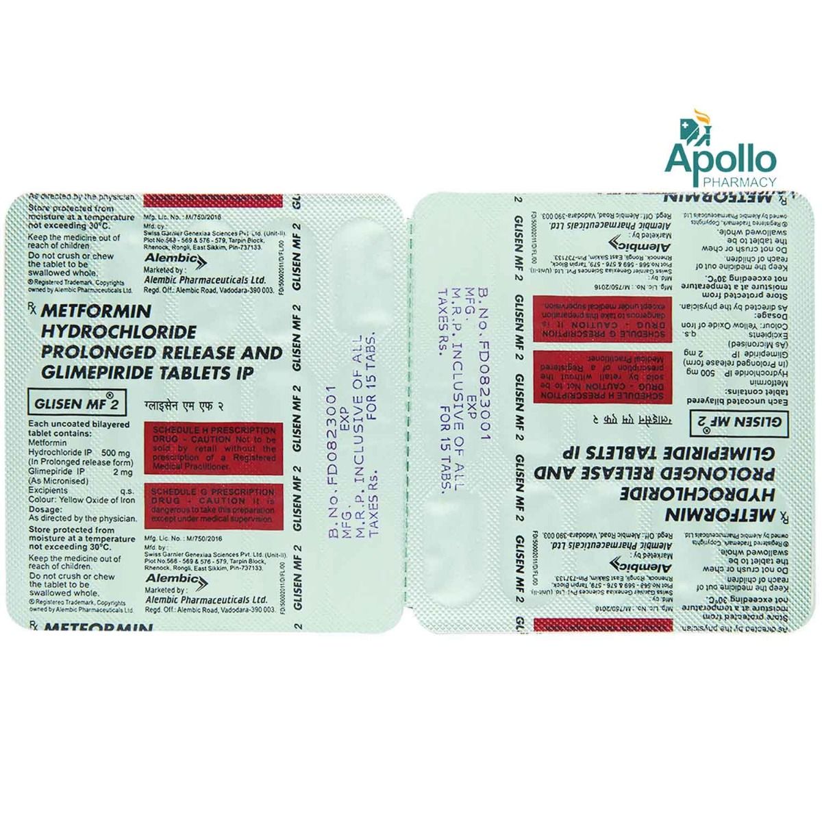 Glisen MF 2 Tablet 15's Price, Uses, Side Effects, Composition - Apollo ...