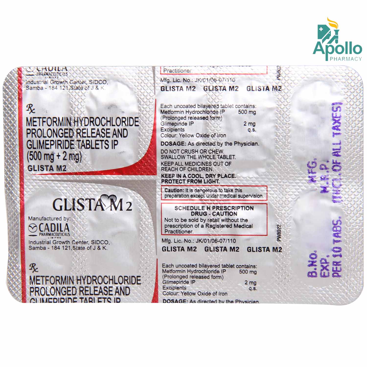 GLISTA M 2MG TABLET 30'S Price, Uses, Side Effects, Composition ...