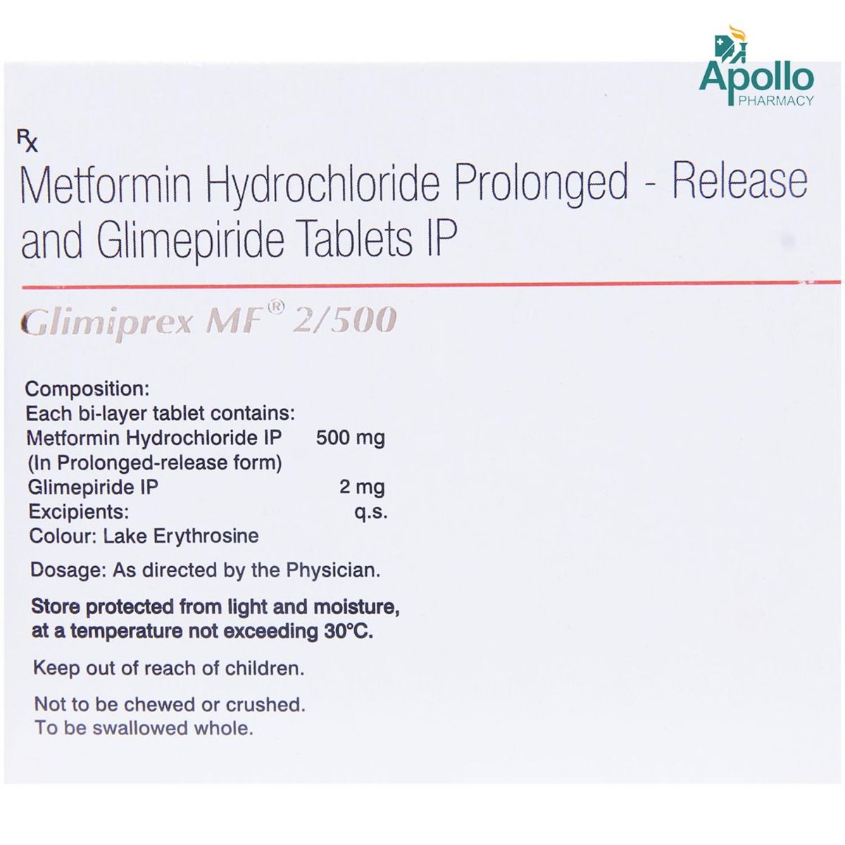 Glimiprex MF 2/500 Tablet 10's Price, Uses, Side Effects, Composition ...