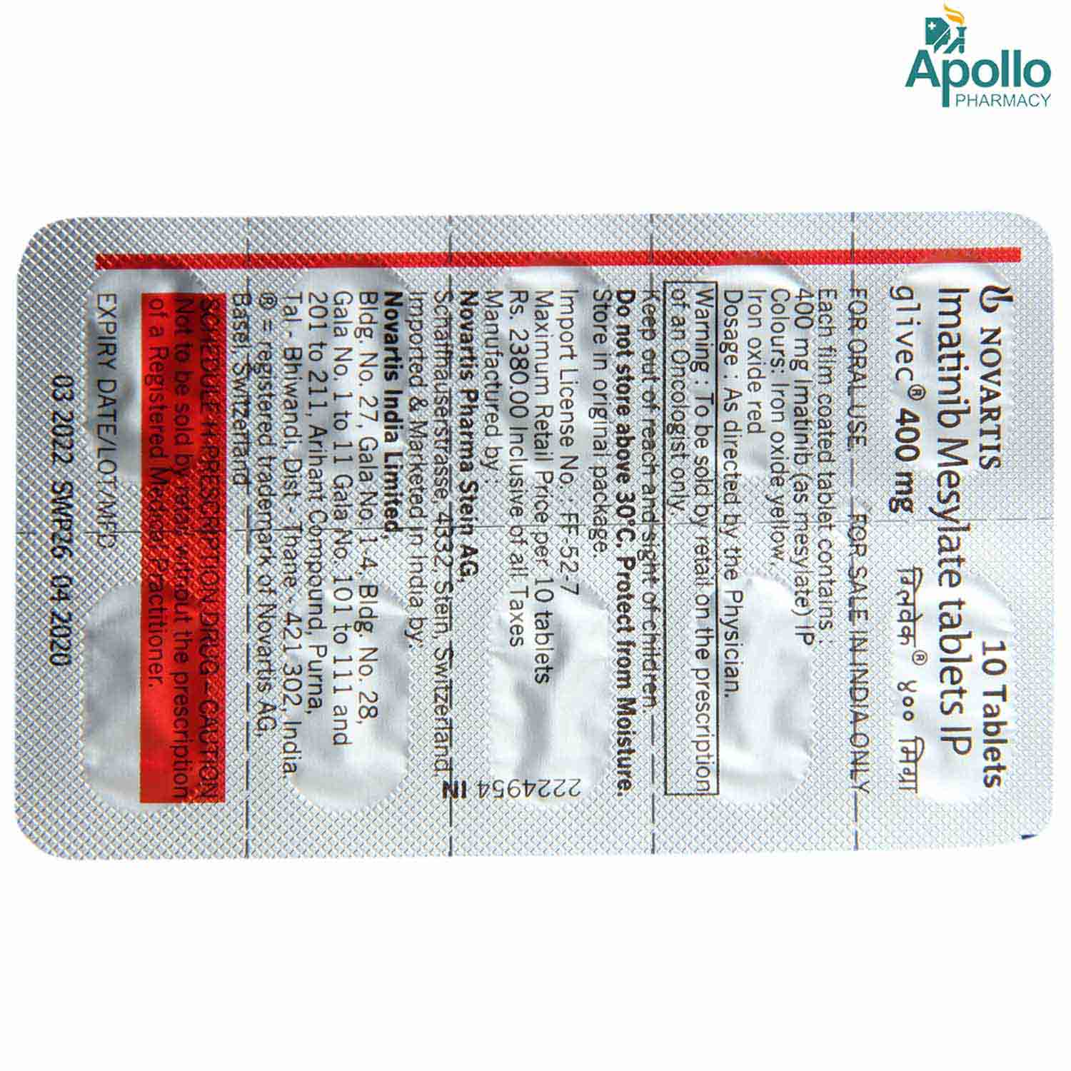 Glivec 400 mg Tablet 10's Price, Uses, Side Effects, Composition ...