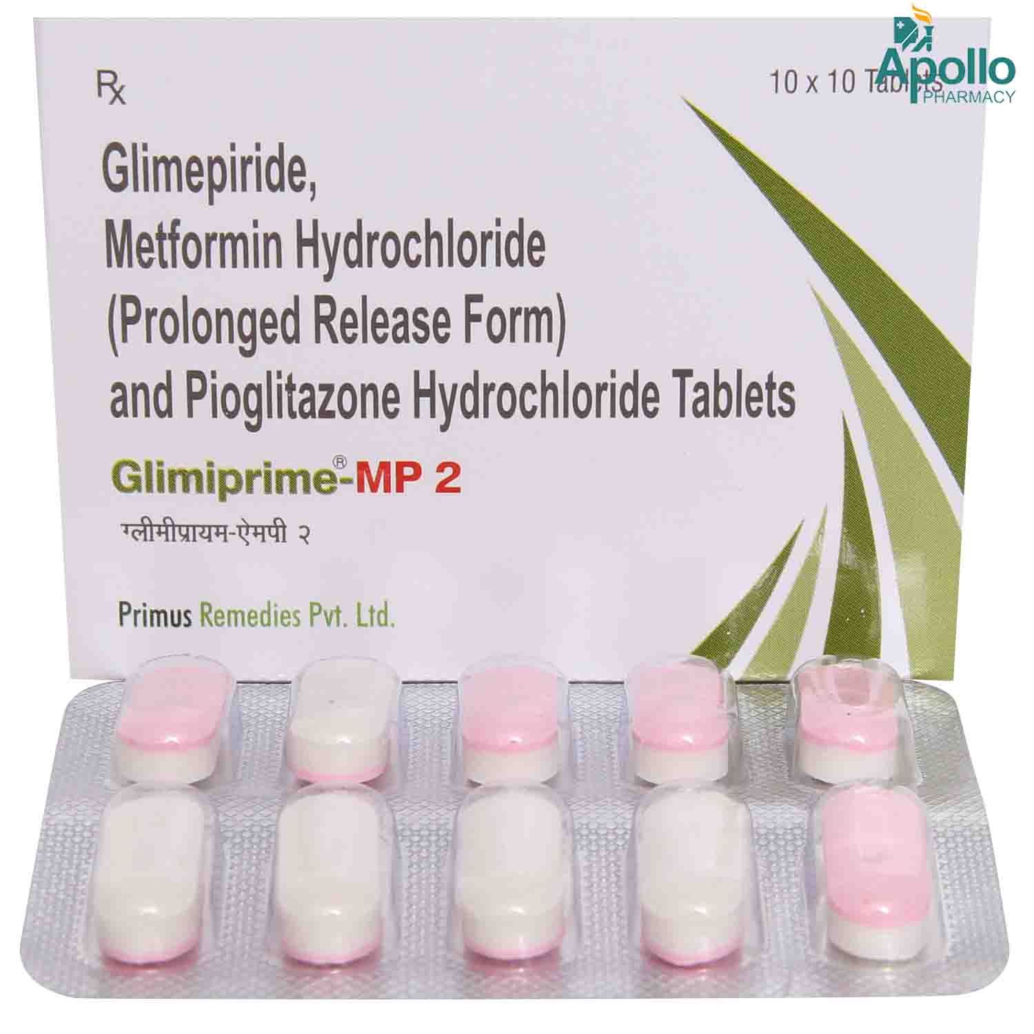 Glimiprime-MP 2 Tablet 10's Price, Uses, Side Effects, Composition - Apollo Pharmacy