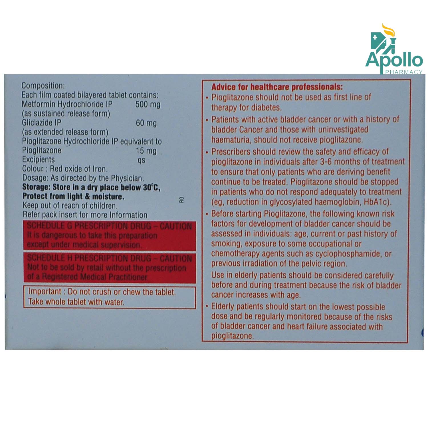 Glizid Total P 15 Tablet 10's Price, Uses, Side Effects, Composition ...