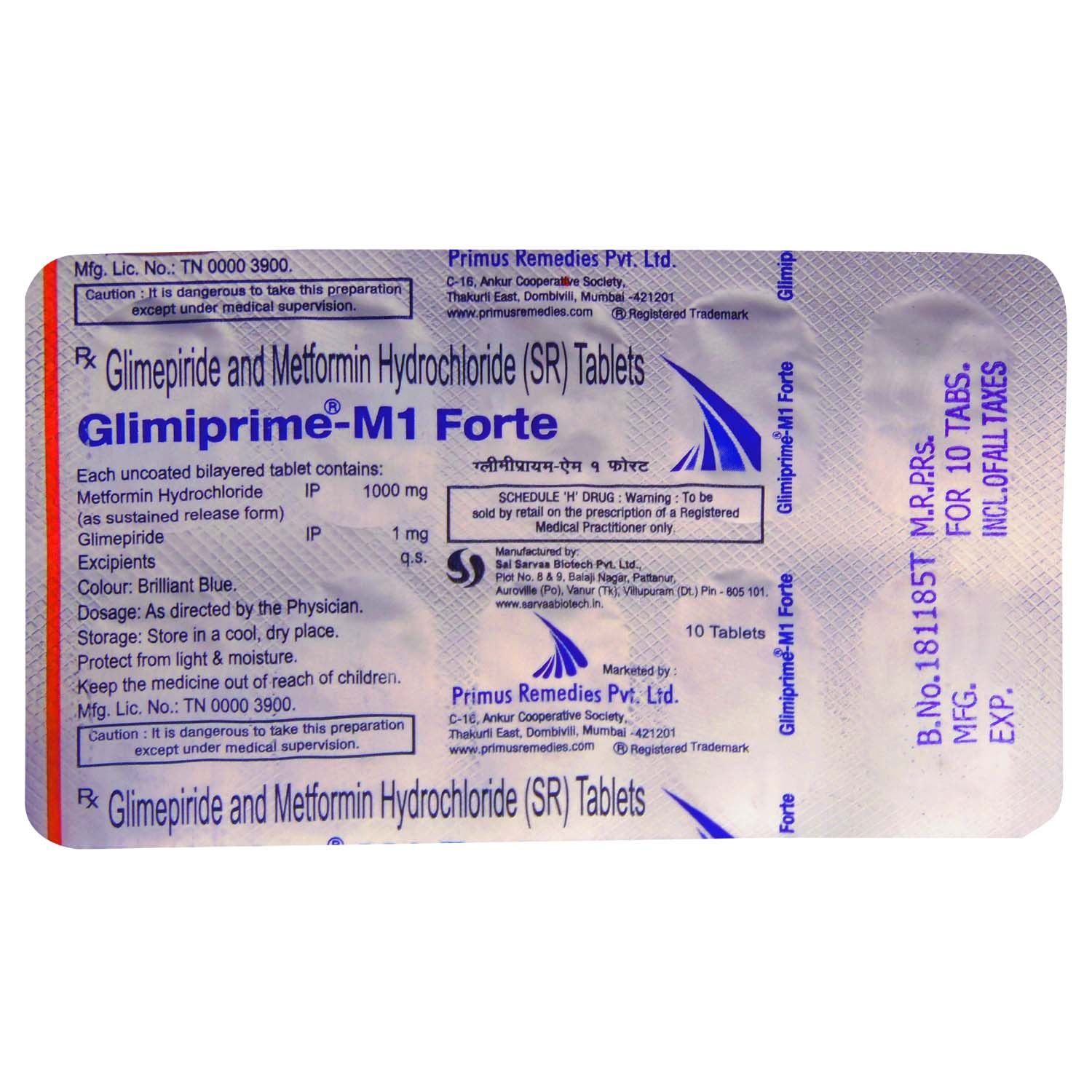Glimiprime-M 1 Forte Tablet 10's Price, Uses, Side Effects, Composition ...