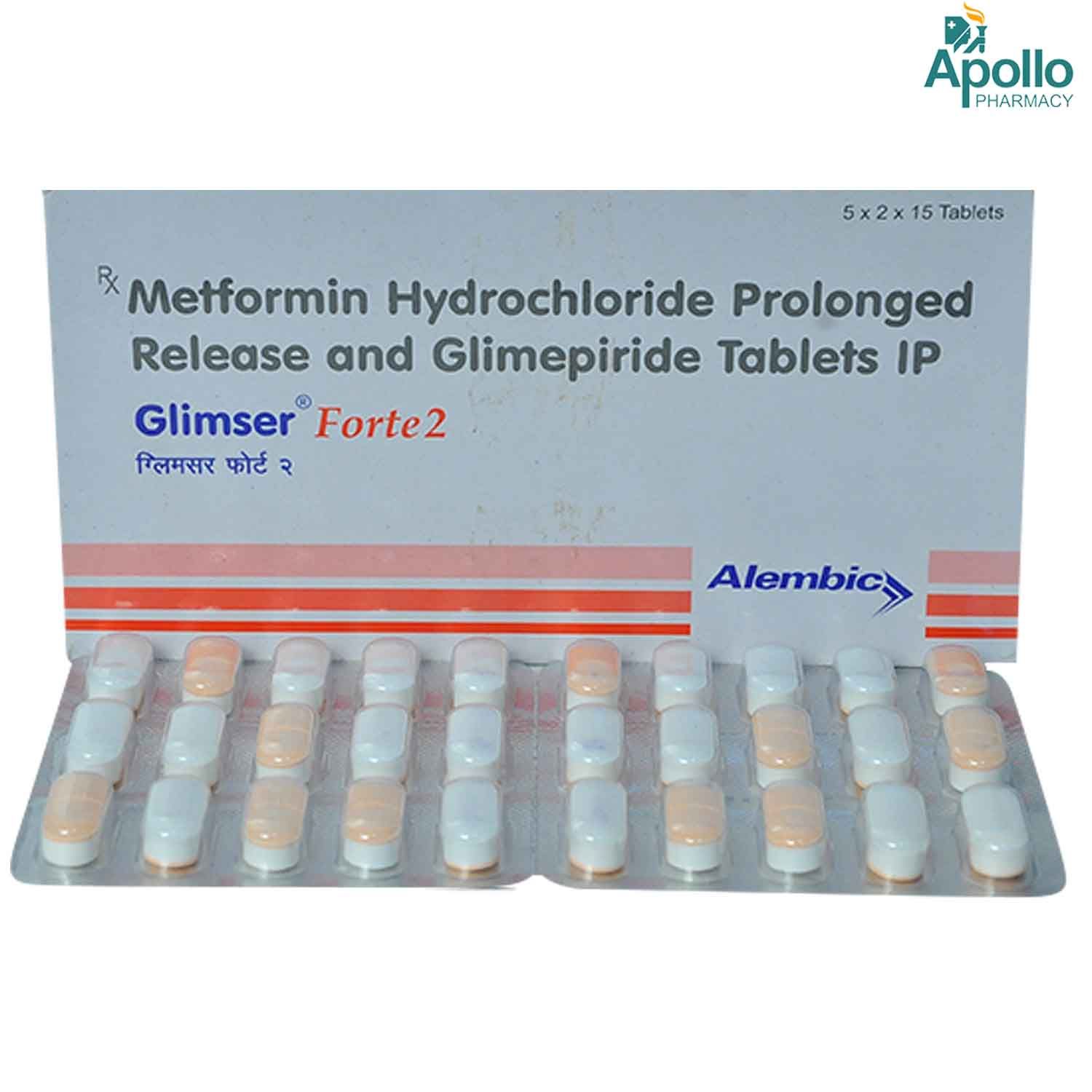 Glimser Forte 2 Tablet 15's Price, Uses, Side Effects, Composition ...