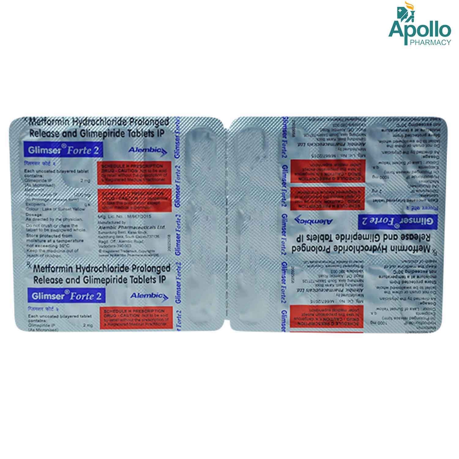 Glimser Forte 2 Tablet 15's Price, Uses, Side Effects, Composition ...