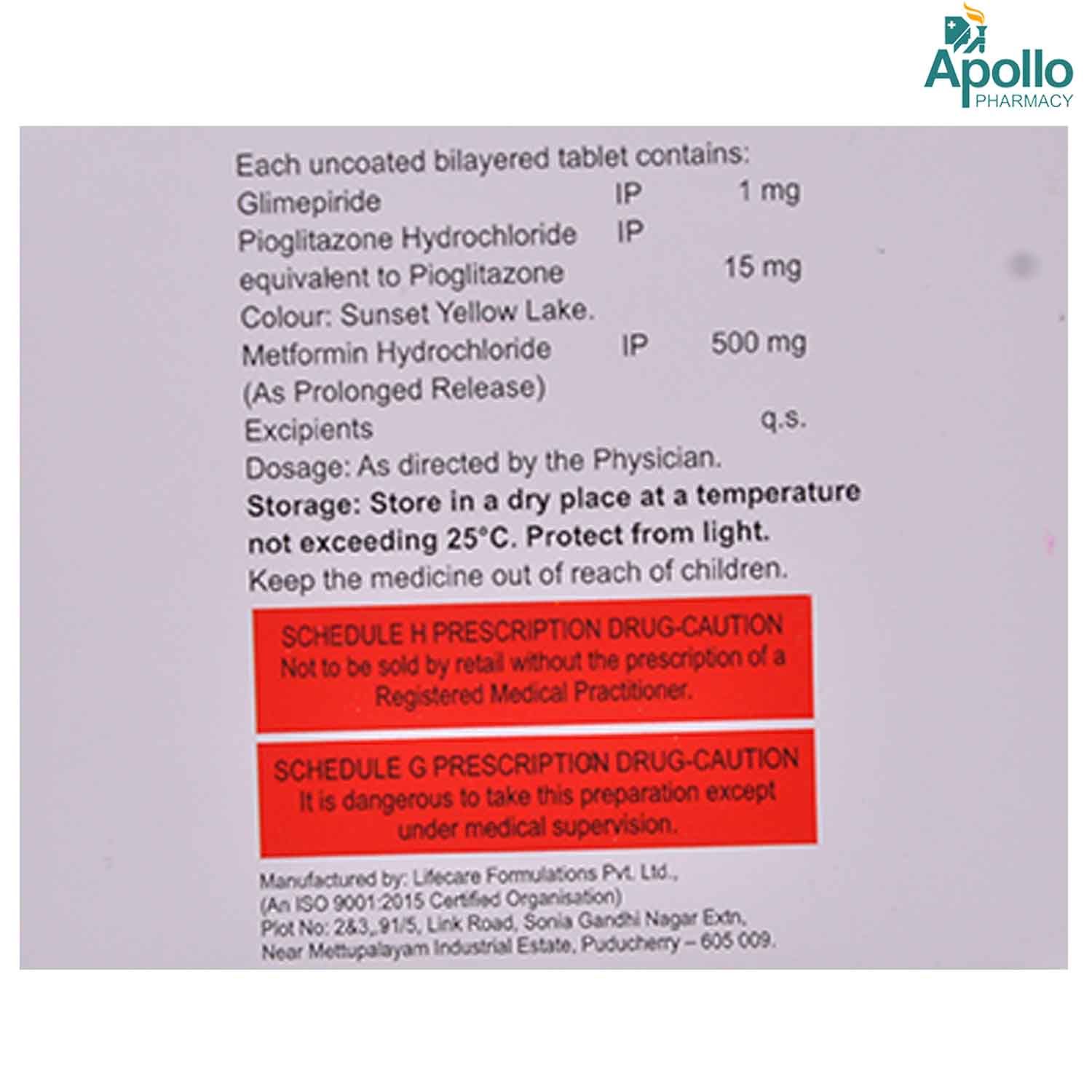 Glimiprime-MP 1 Tablet 10's Price, Uses, Side Effects, Composition ...