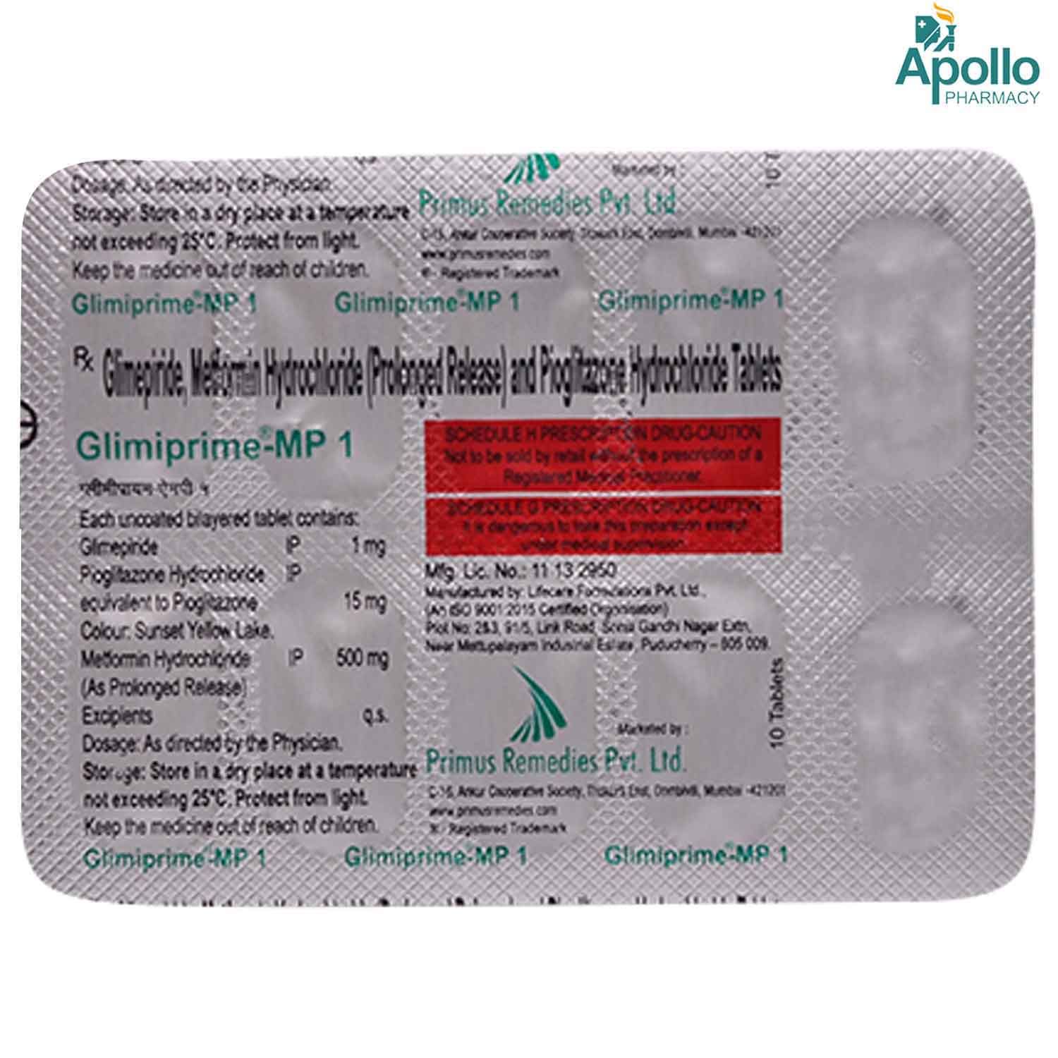 Glimiprime-MP 1 Tablet 10's Price, Uses, Side Effects, Composition ...