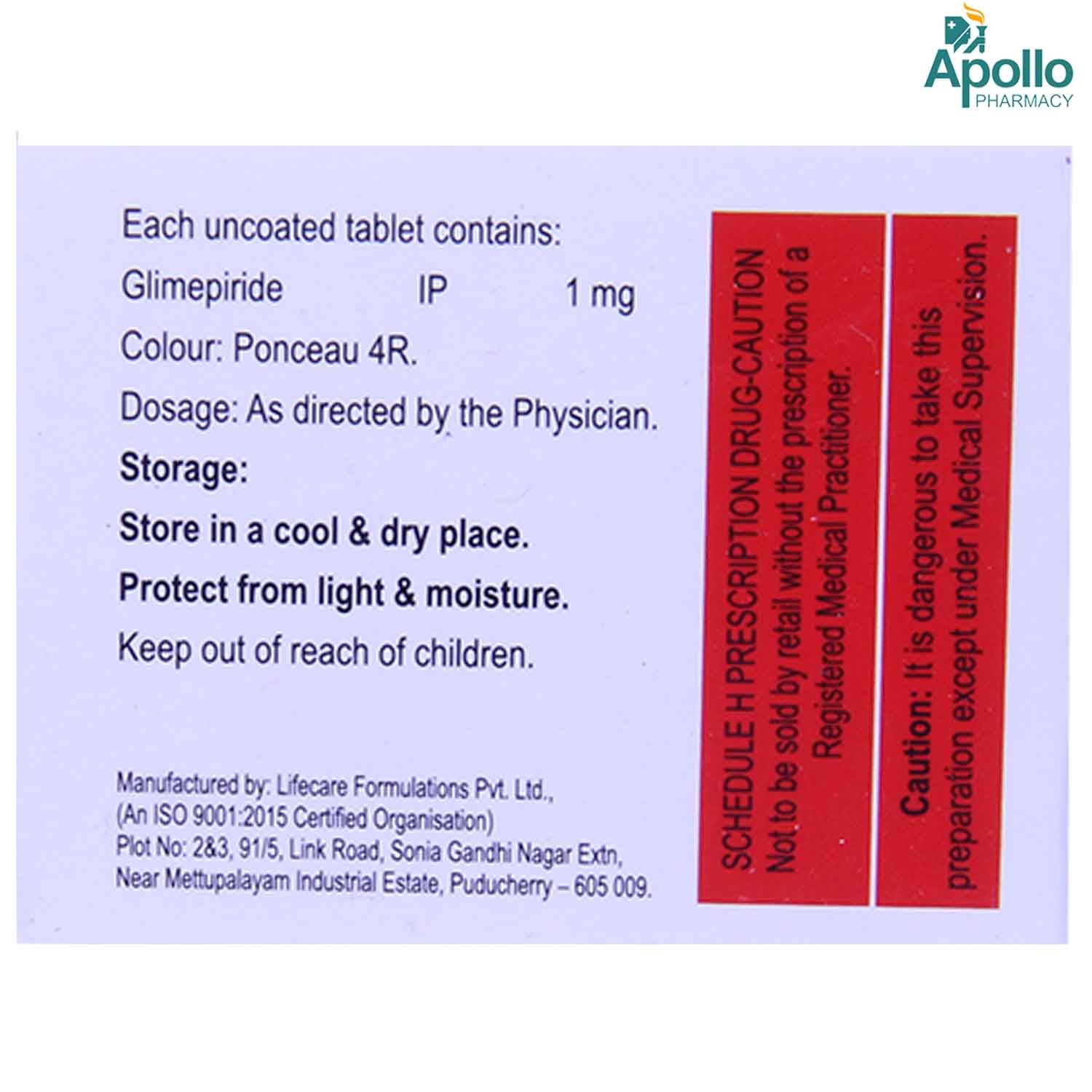 Glimiprime-1 Tablet 10's Price, Uses, Side Effects, Composition ...