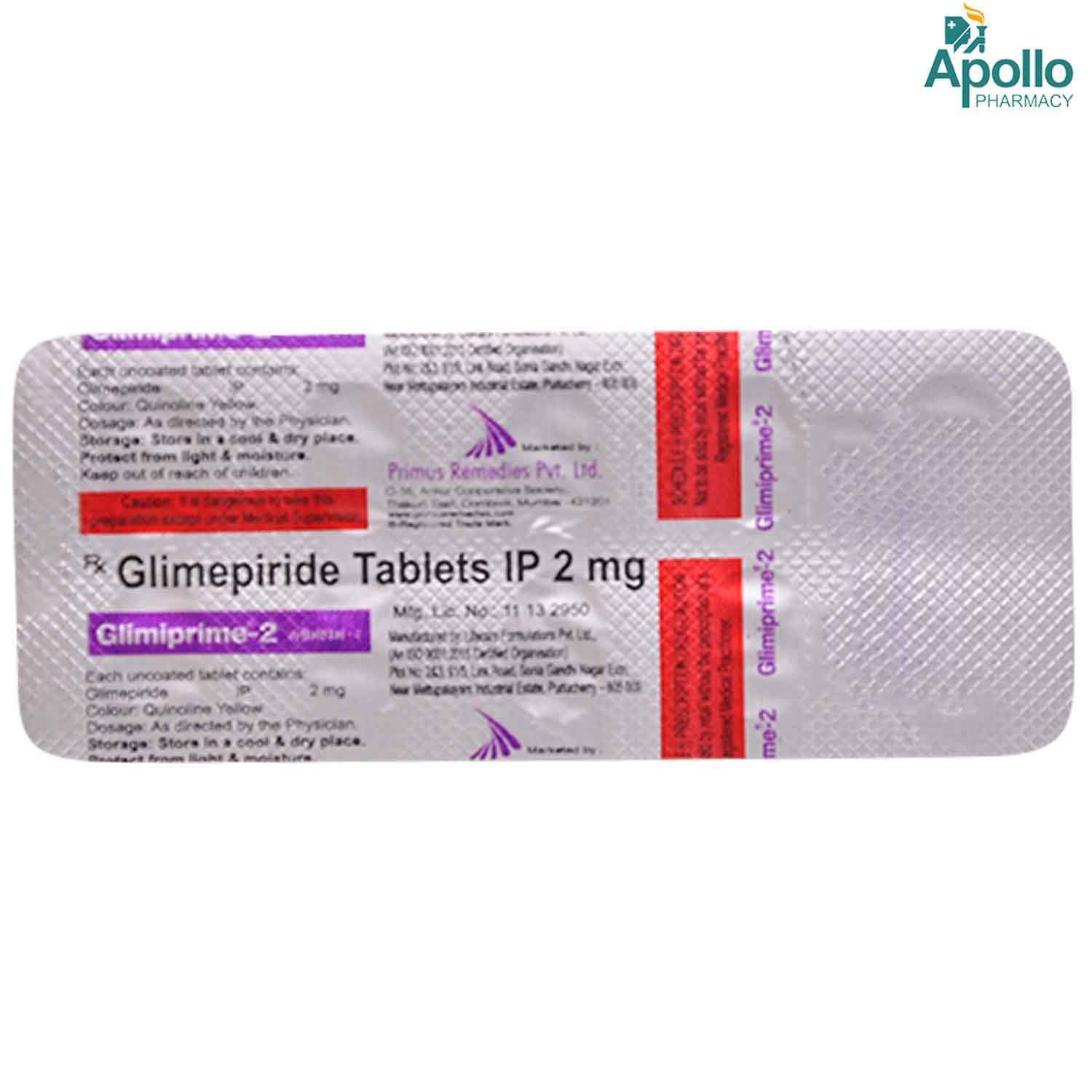 Glimiprime-2 Tablet 10's Price, Uses, Side Effects, Composition ...