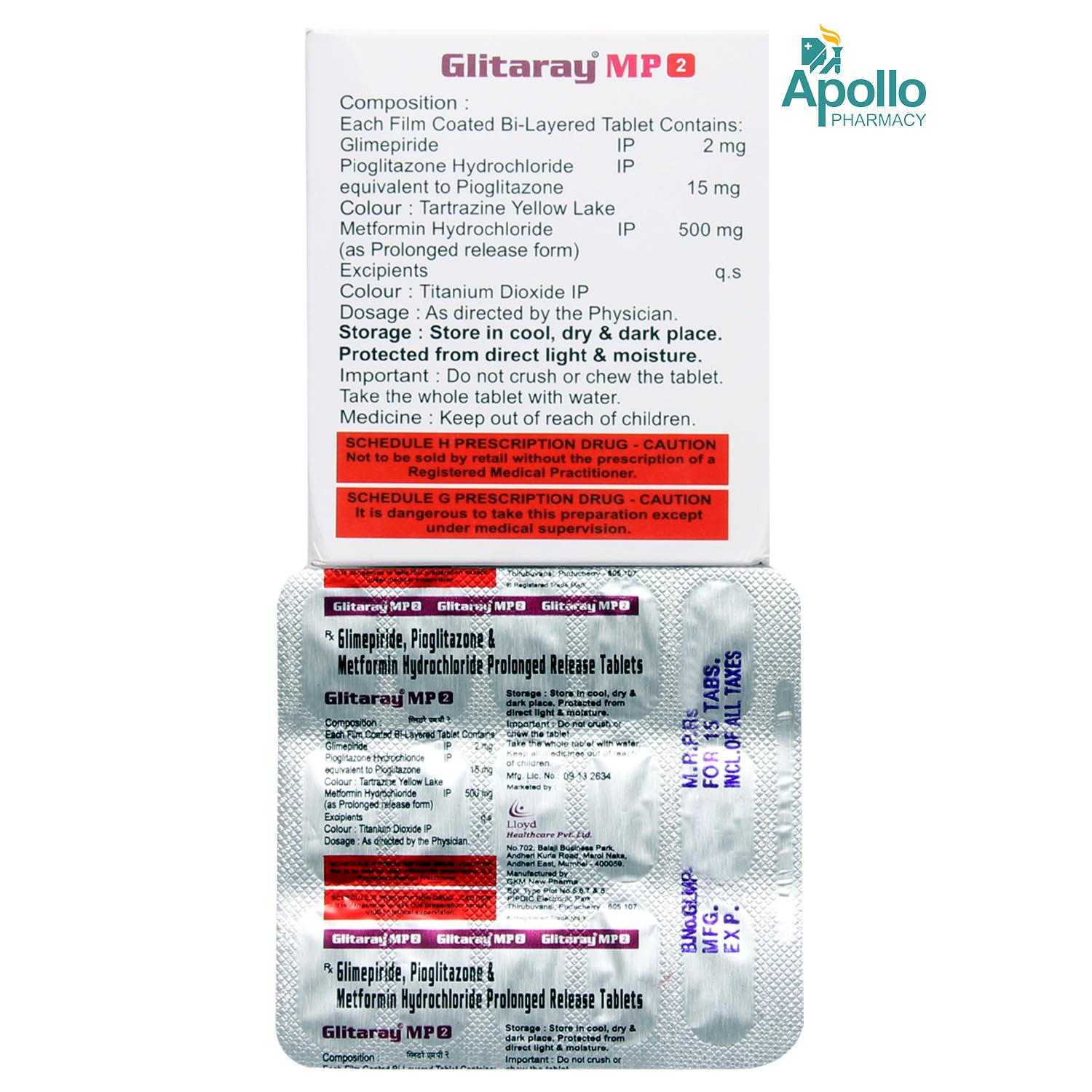 Glitaray MP 2 Tablet 15's Price, Uses, Side Effects, Composition ...