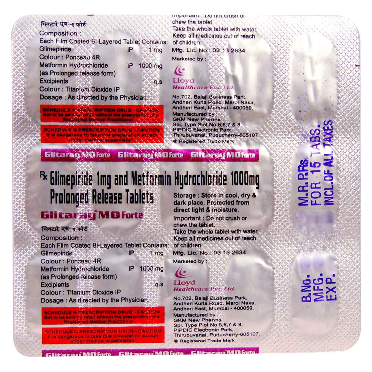 Glitaray M 1 Forte Tablet 15's Price, Uses, Side Effects, Composition ...
