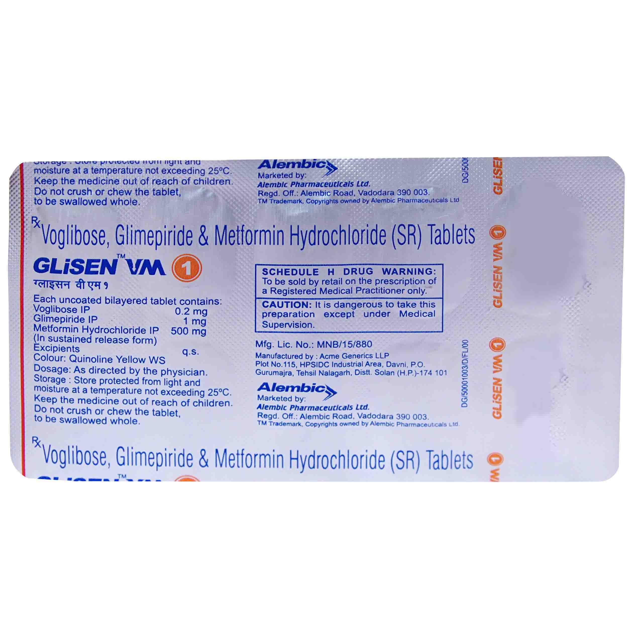 GLISEN VM 1MG TABLET Price, Uses, Side Effects, Composition - Apollo ...