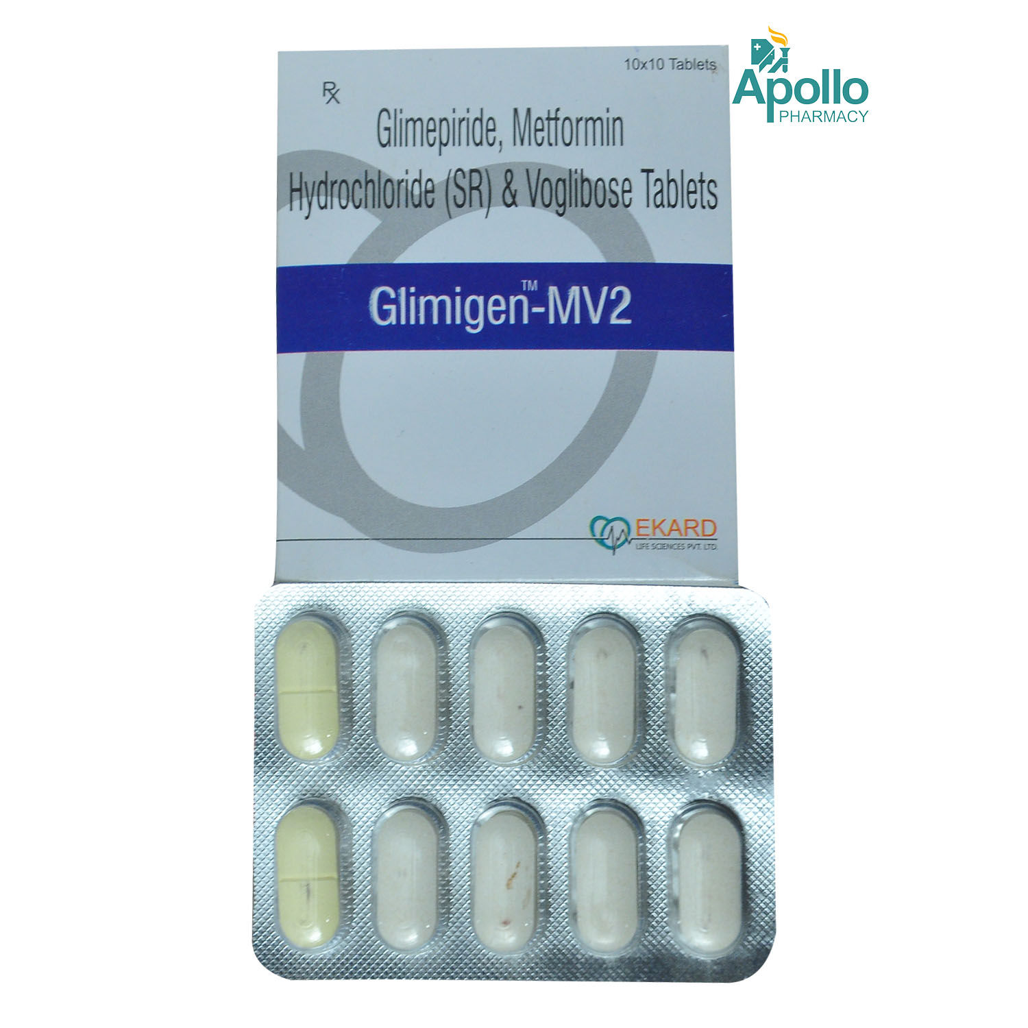 Glimigen MV 2 Tablet 10's Price, Uses, Side Effects, Composition ...