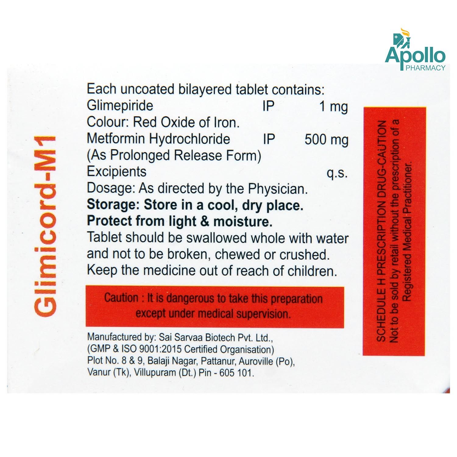 Glimicord-M1 Tablet 10's Price, Uses, Side Effects, Composition ...