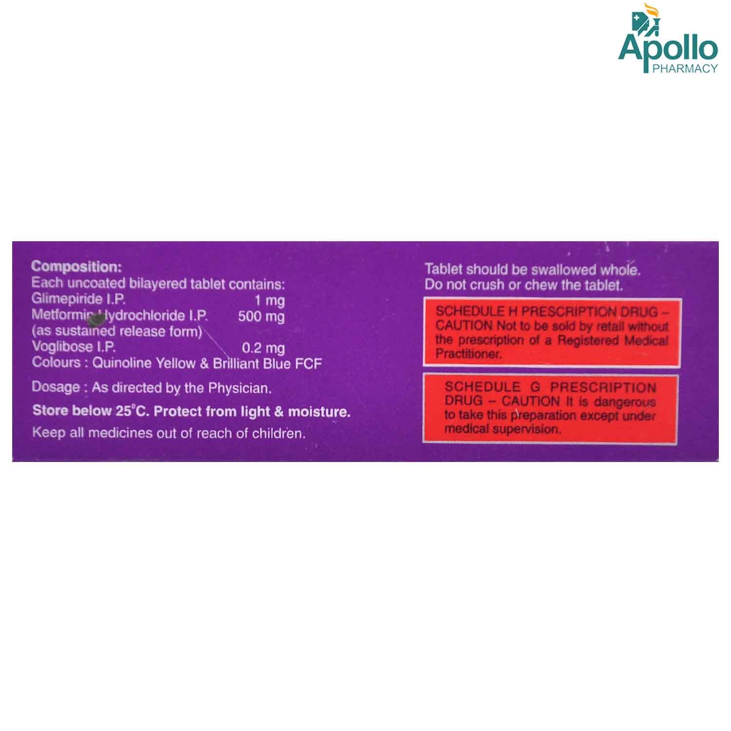 GLIMULIN MV 1MG TABLET 10'S Price, Uses, Side Effects, Composition ...